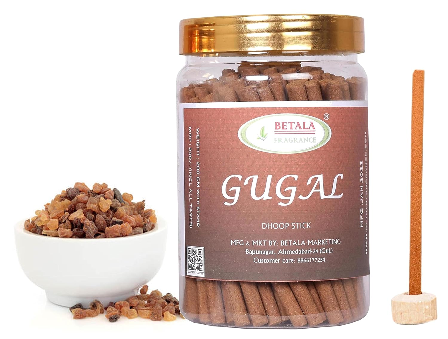 BETALA FRAGRANCE Guggal Flavour Dhoop Sticks with Stand (100 GM batti ...