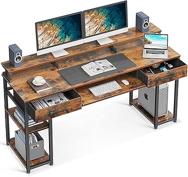 Amazon.com: ODK Computer Desk, 63'' Office Desk with Keyboard Tray ...
