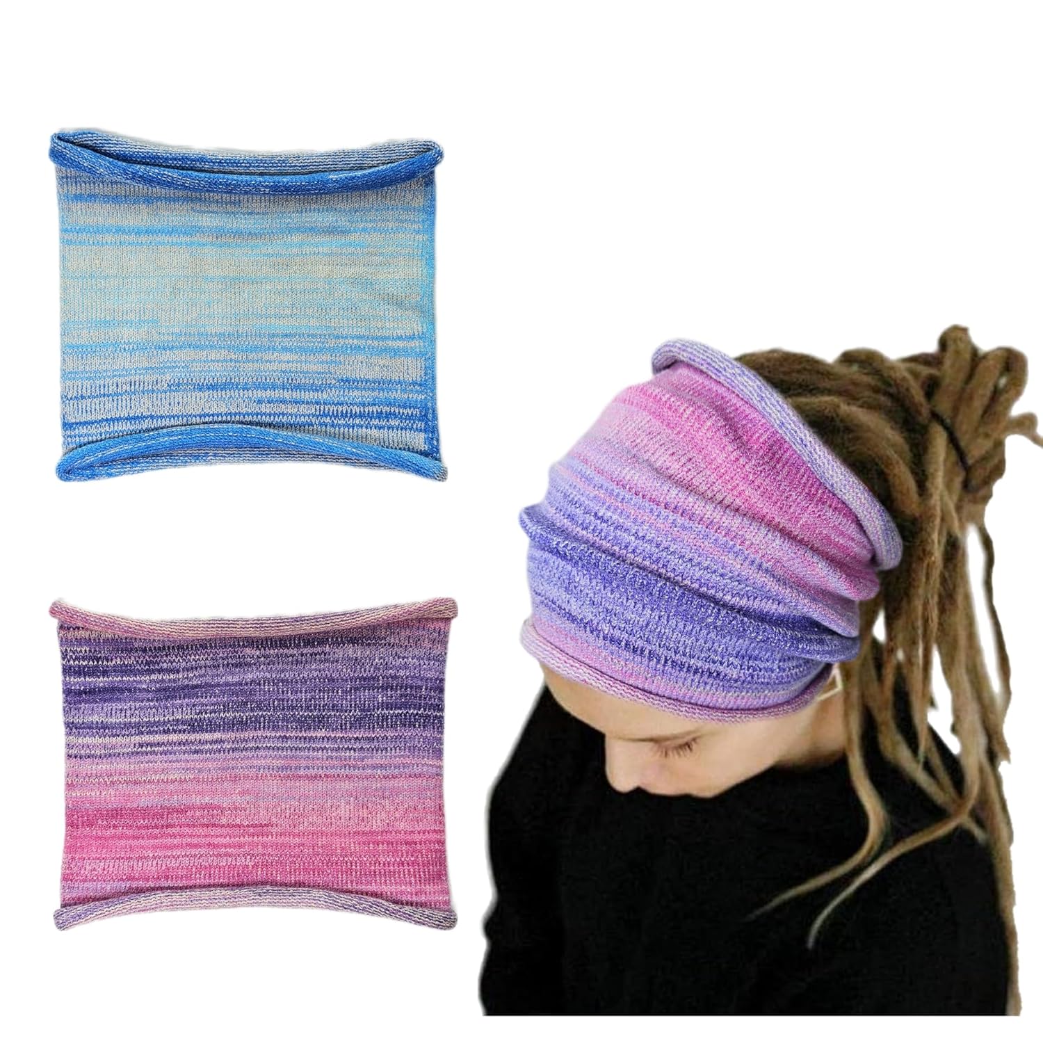 Amazon.com : Nutty Natte 2PCS Handmade Wide Tube headwrap Headband for ...