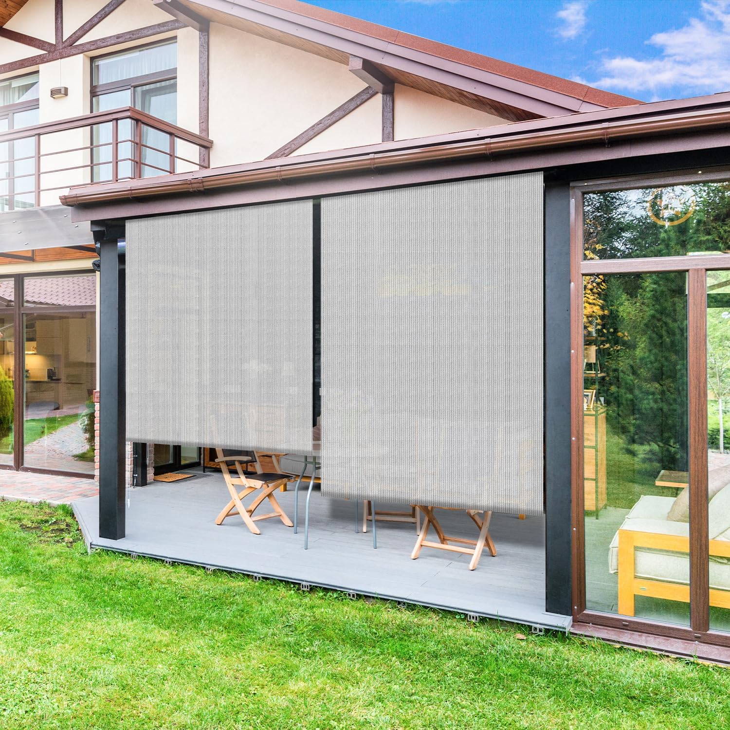 Amazon.com : ECOOPTS Outdoor Roller Shade, Roll Up Shade Blind Sun ...