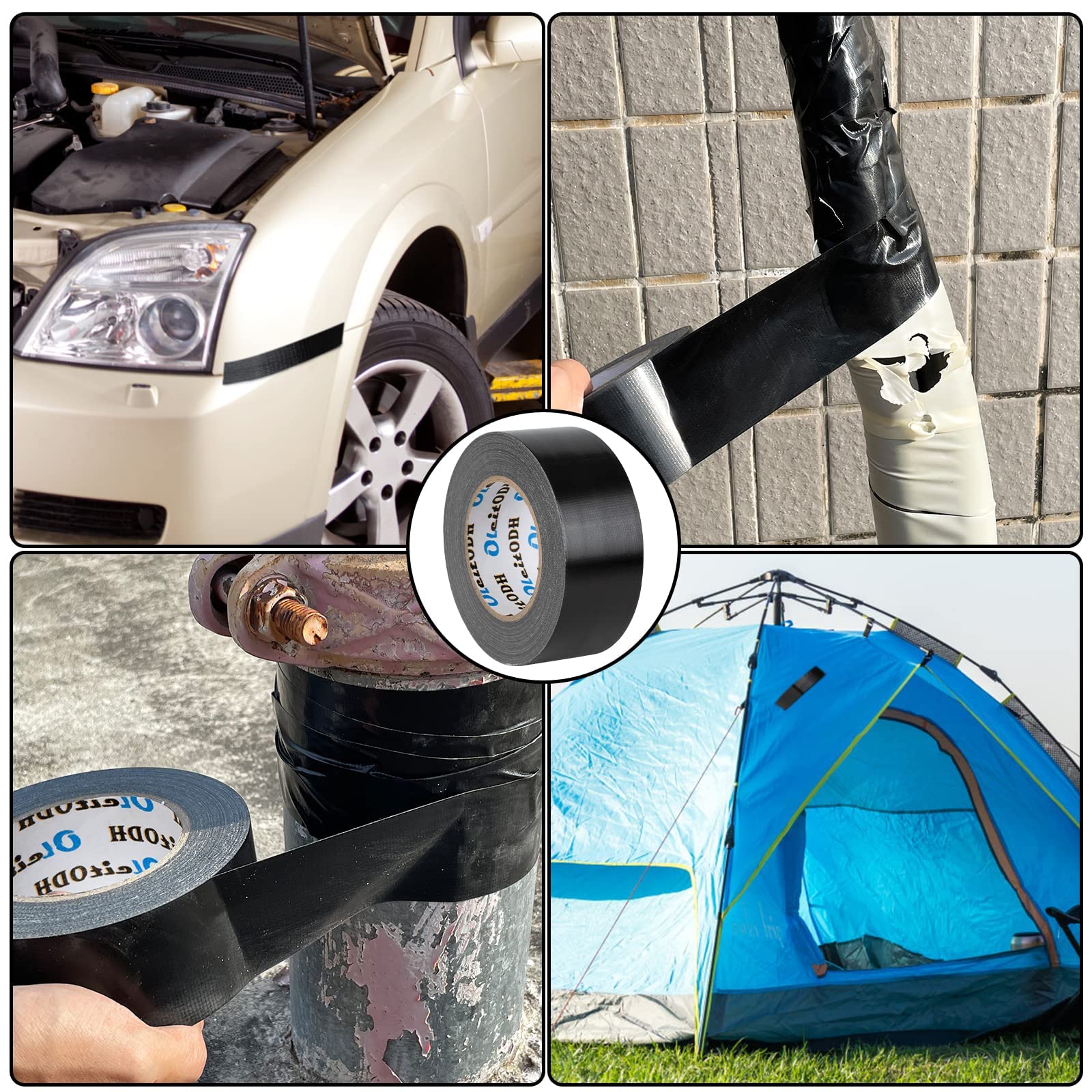 12 Pack Black Duct Tape Bulk 2 inch Duct Tape Heavy Duty 60 Yards Each ...