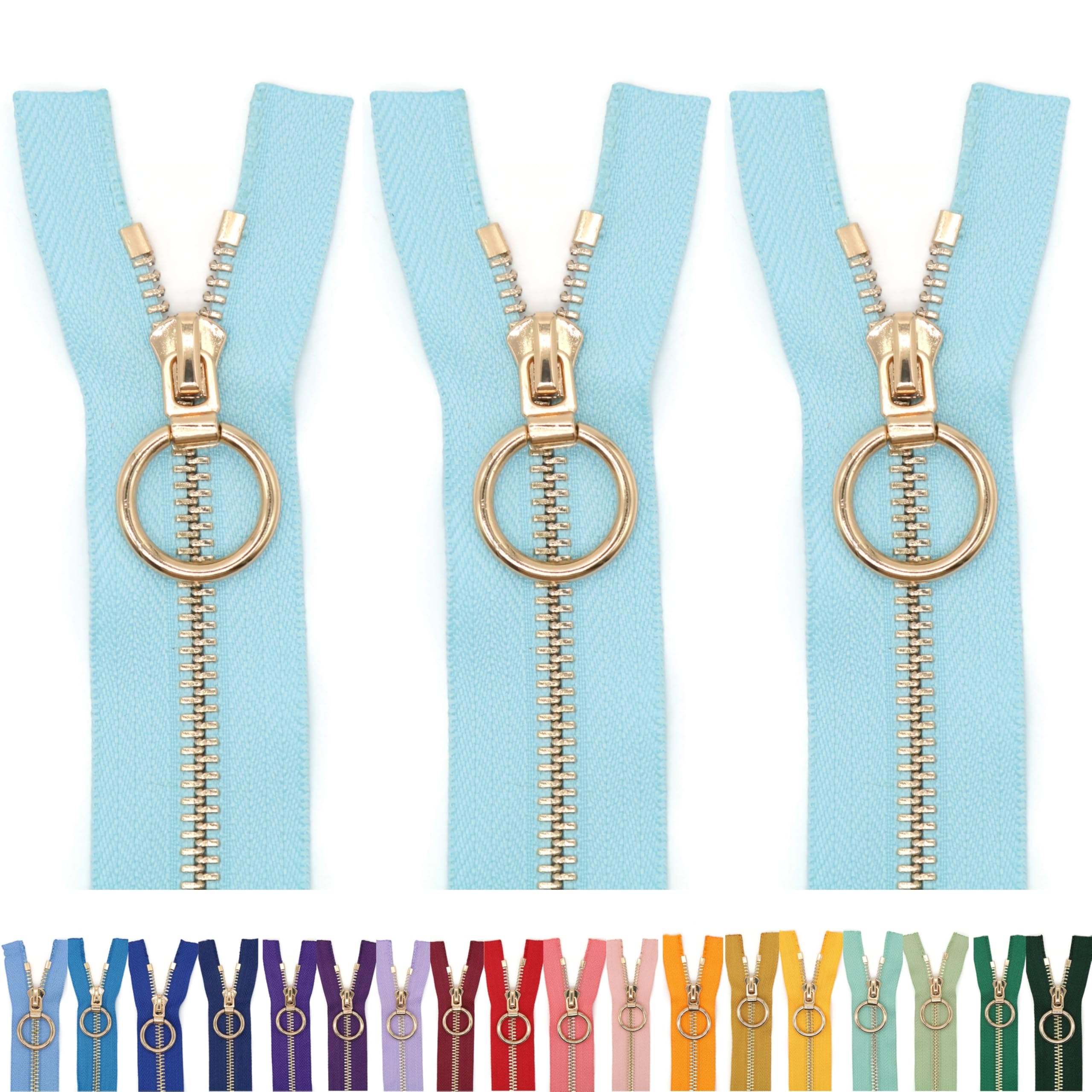 Amazon.com: #5 Gold Metal Zipper - 50+ Colors - 3 PCS - (4-14 inches ...