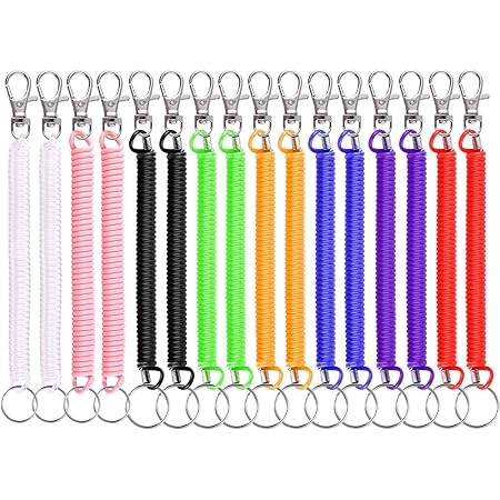 pengxiaomei 12 Pieces Stretchy Spiral Keyring, Colourful Plastic ...