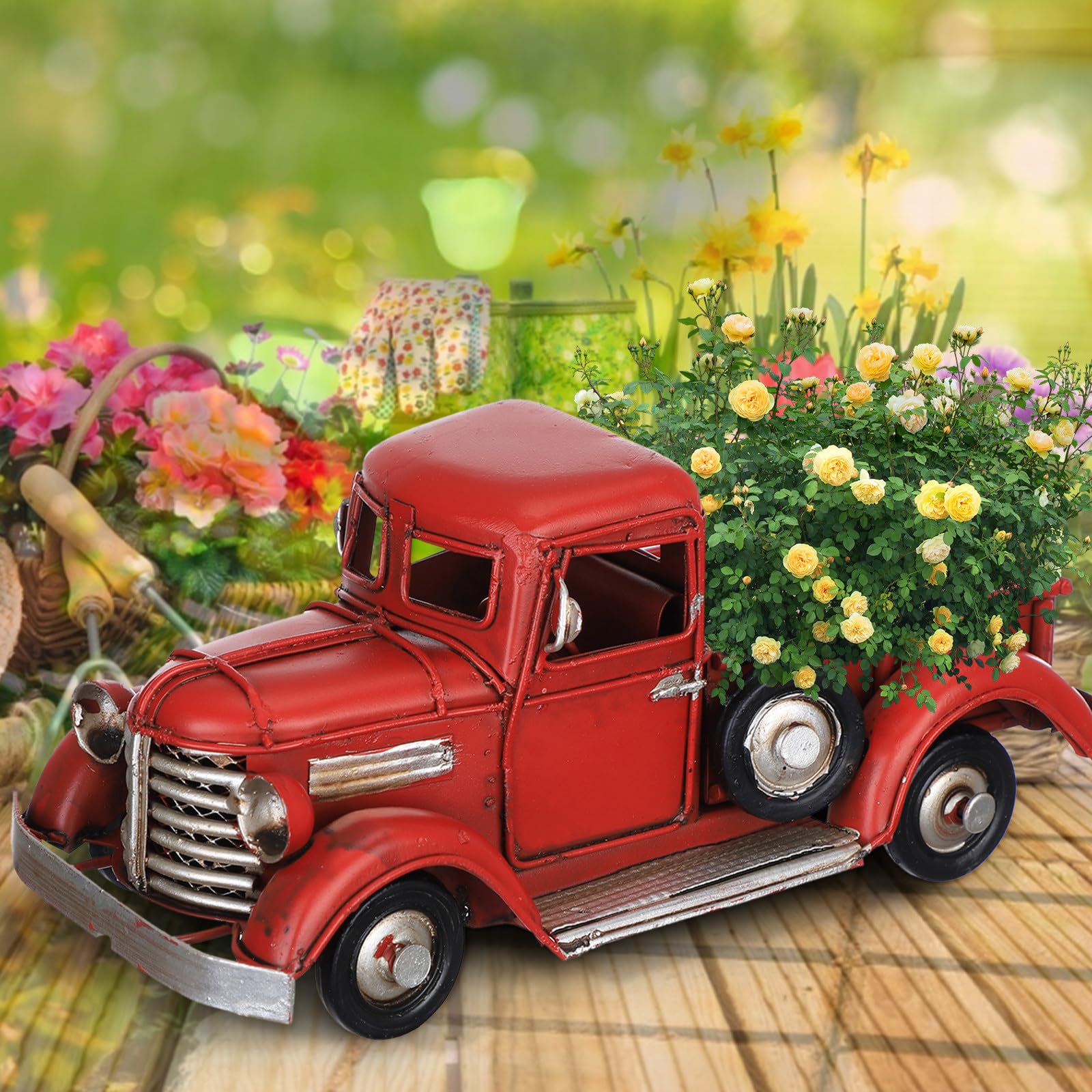 Amazon.com: Christmas Small Red Truck Decor,Farmhouse Creative Rustic ...