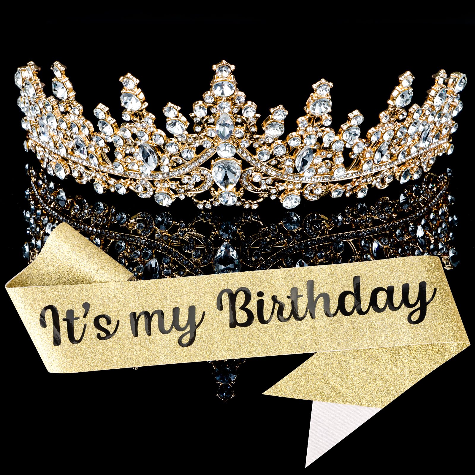 Amazon.com : CUBACO Birthday Crown for Women and It's My Birthday Sash ...