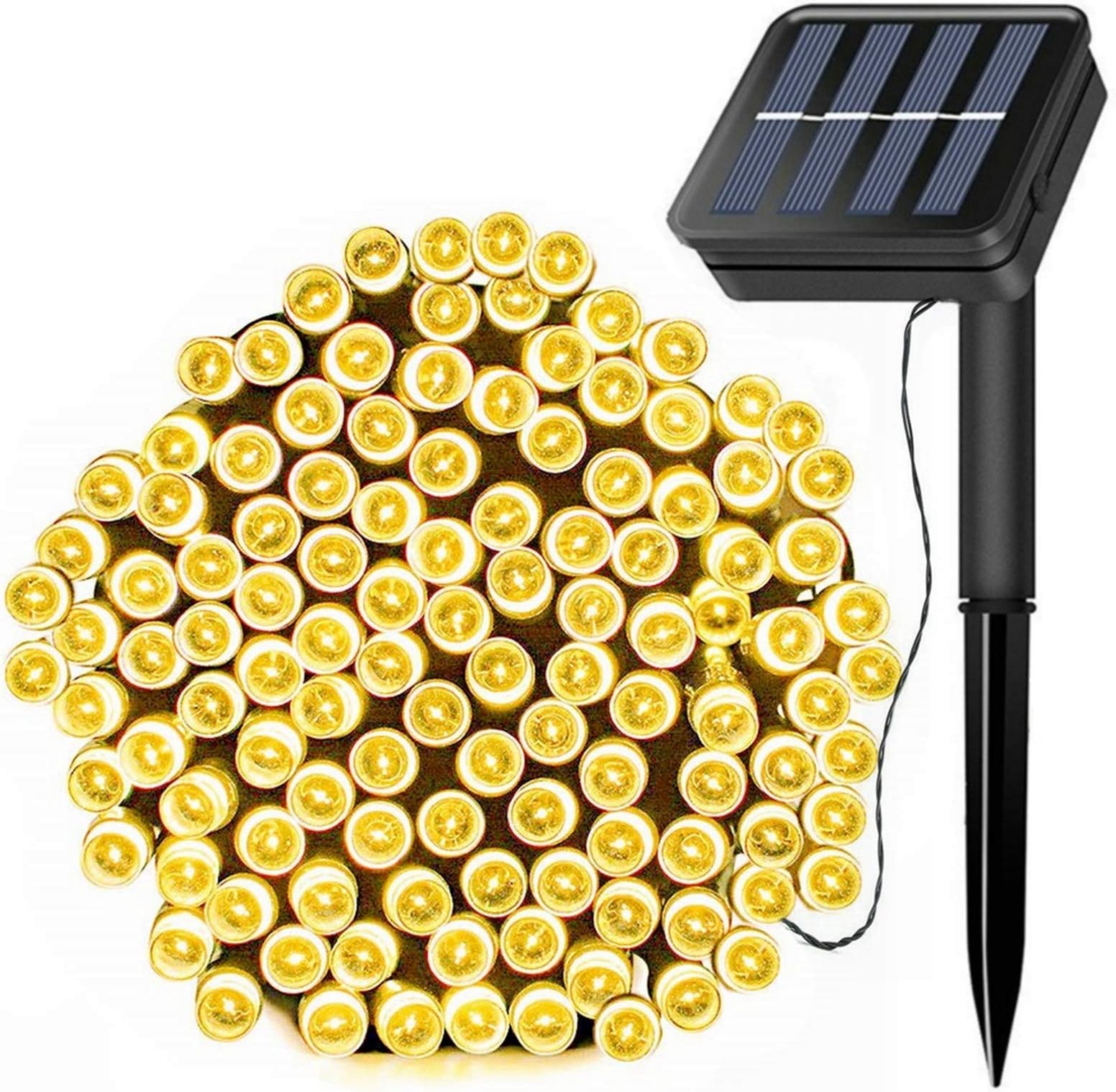 100 Warm White LED Solar Powered Fairy Lights - Waterproof Solar ...
