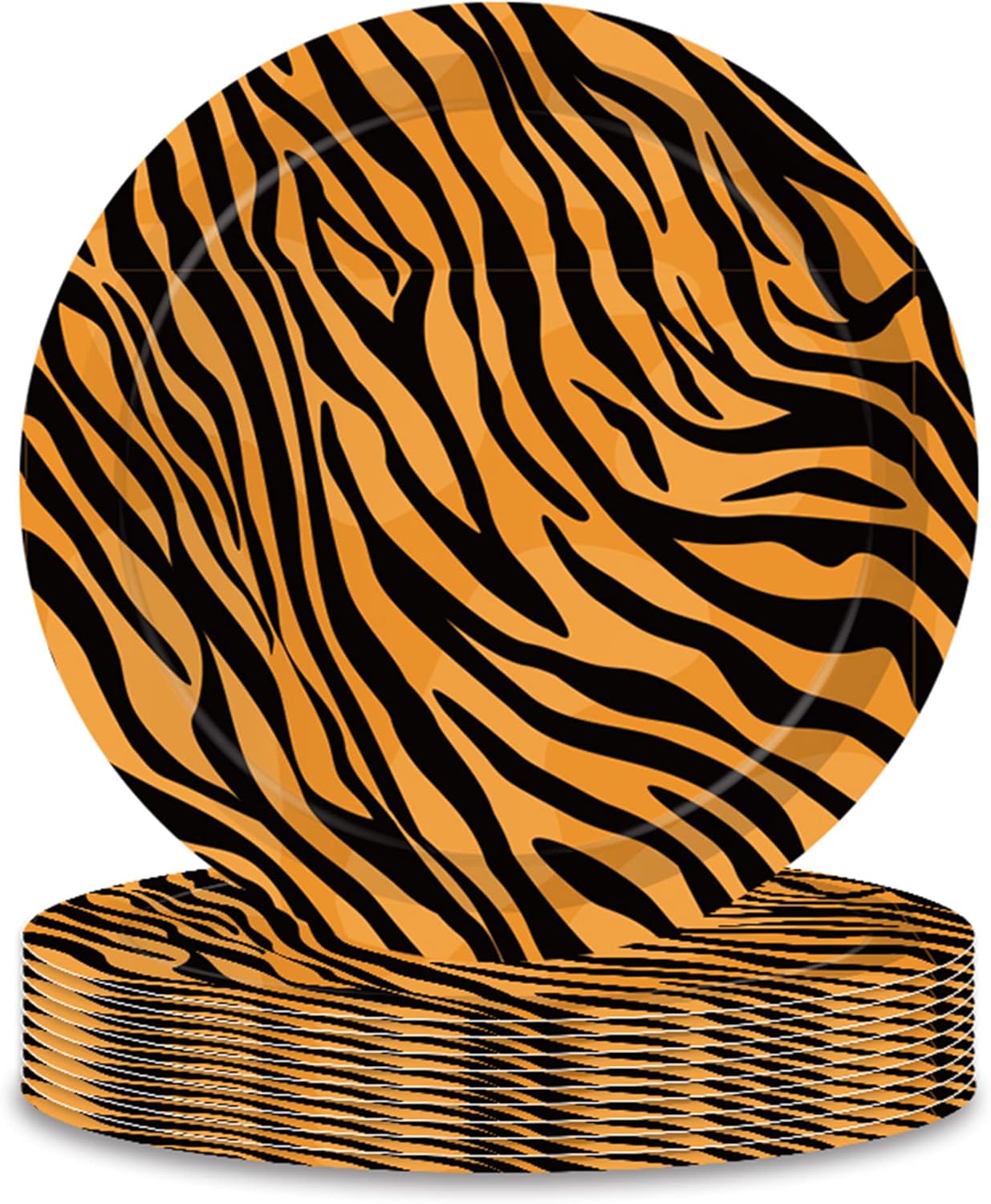 Amazon.com: 7" Tiger Print Party Supplies Tiger Party Plates Dessert ...