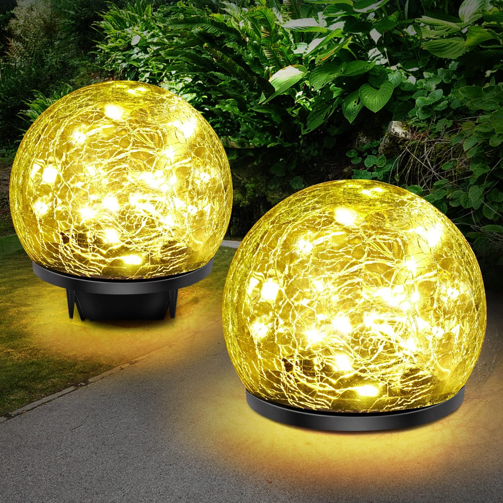 JKIMK Solar Globe Lights Outdoor Waterproof-Solar Balls for Garden ...