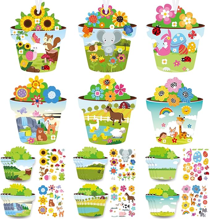 Amazon.com: Pasimy 24 Pcs Spring Craft Kits for Kids DIY Spring Flower ...