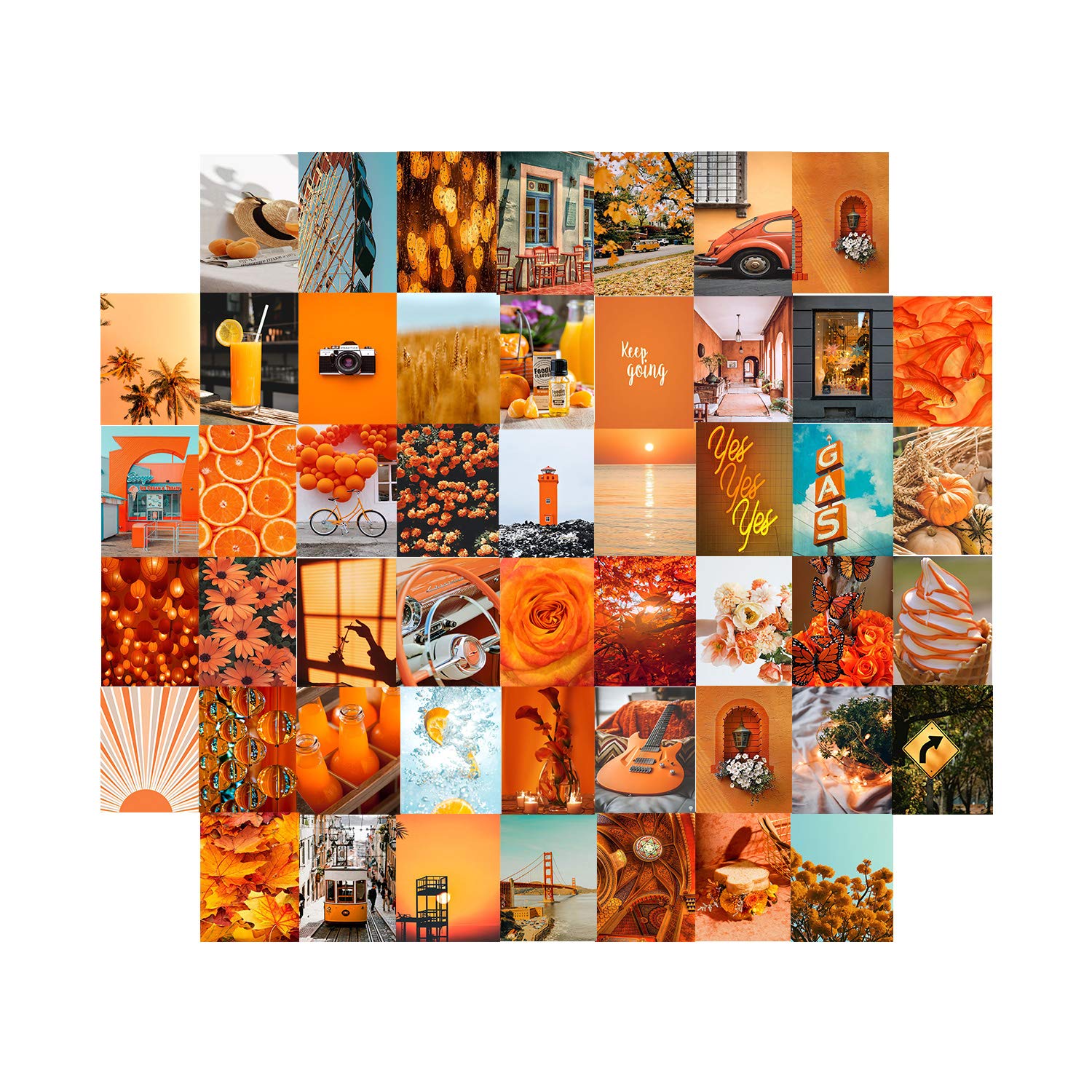Buy Orange Lifestyle Wall Collage Kit Aesthetic Pictures, Bedroom Decor ...