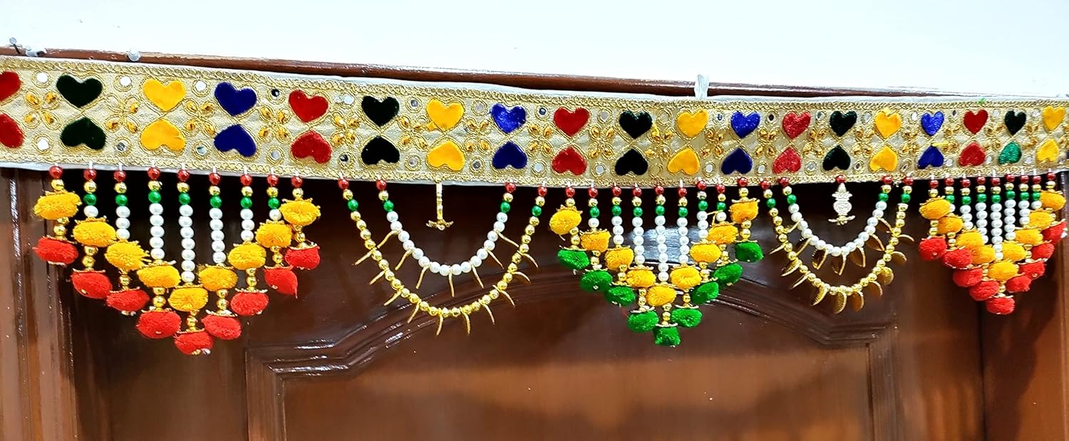 KINARI BAZAR CRAFT Multicolor Cotton and Beads Decorative Toran Door ...