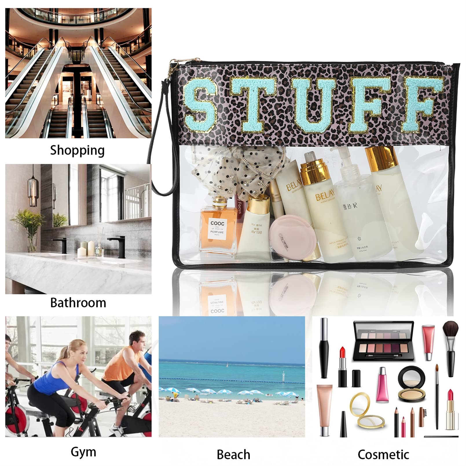 Snapklik.com : Monogram Leopard Clear Stadium Letter Bags Chenille ...