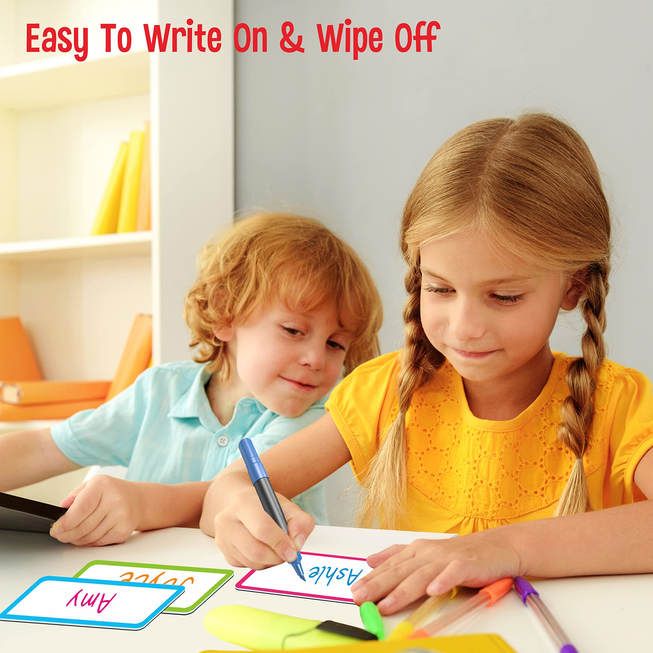 Snapklik.com : Magnetic Name Tag Label, 55 PCS Dry Erase Reusable Neon ...