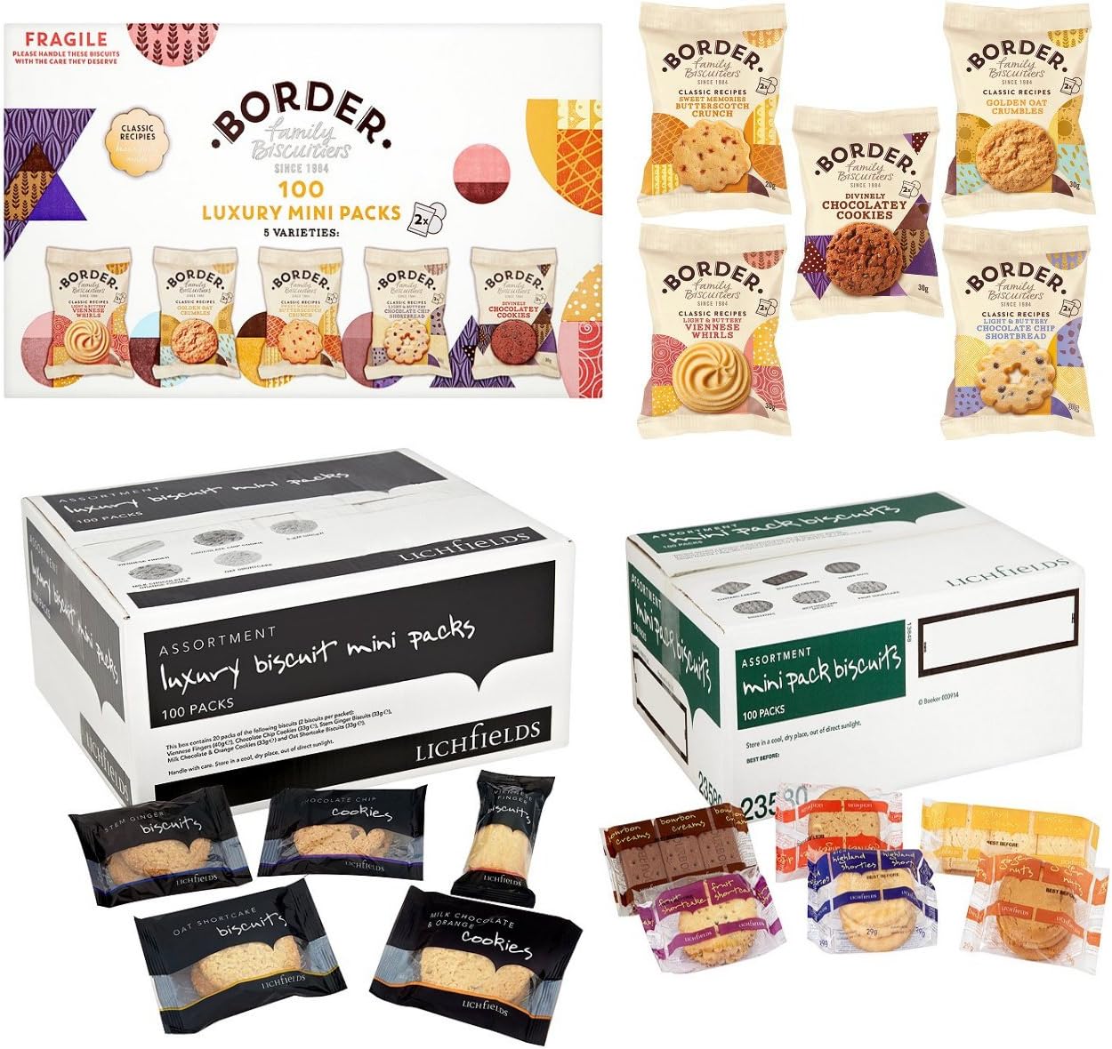 Individually Wrapped Biscuits Including 100 x 2’s Border Luxury Mini ...