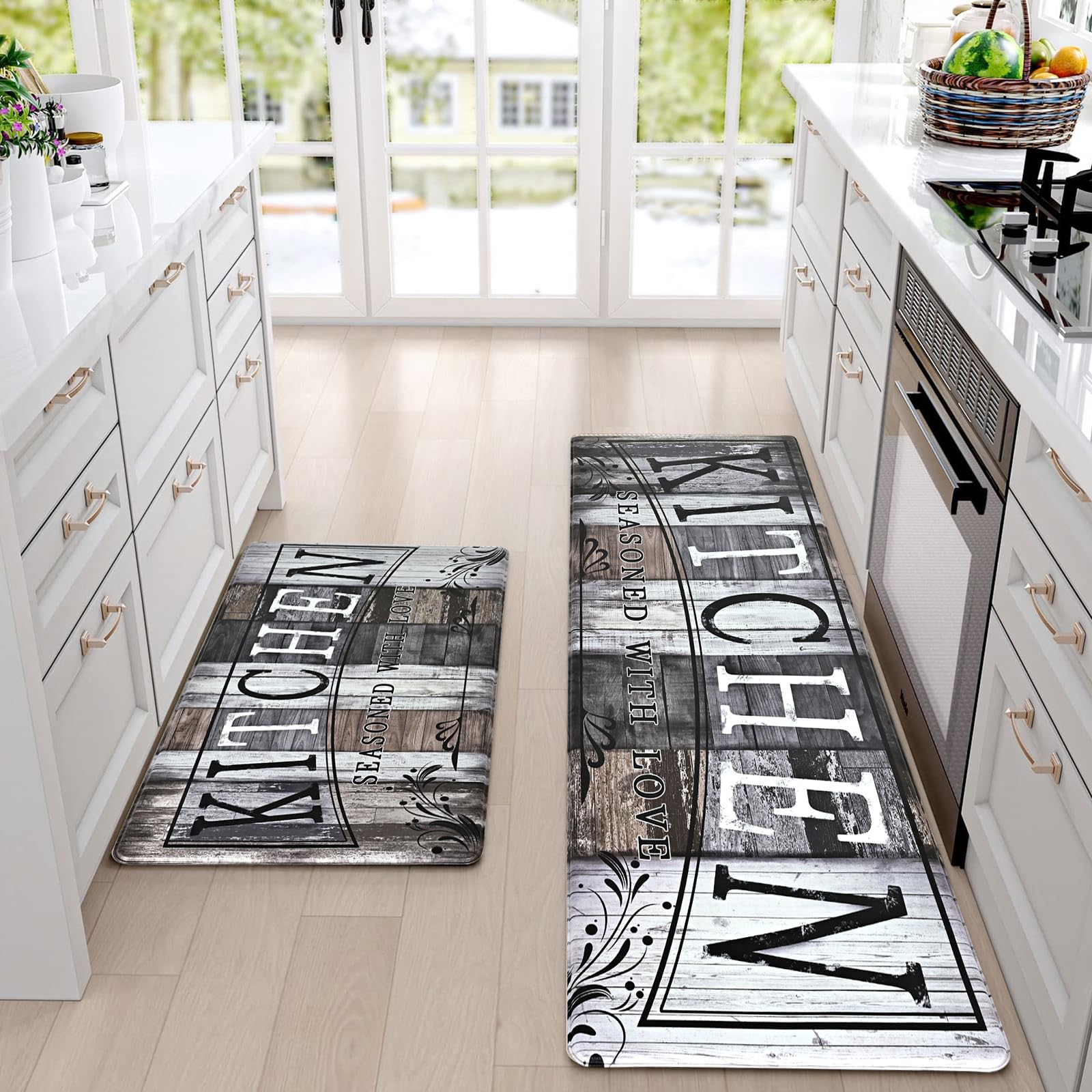 Yugarlibi Kitchen Mats Sets, 2 Piece PVC Memory Foam Kitchen Rugs ...