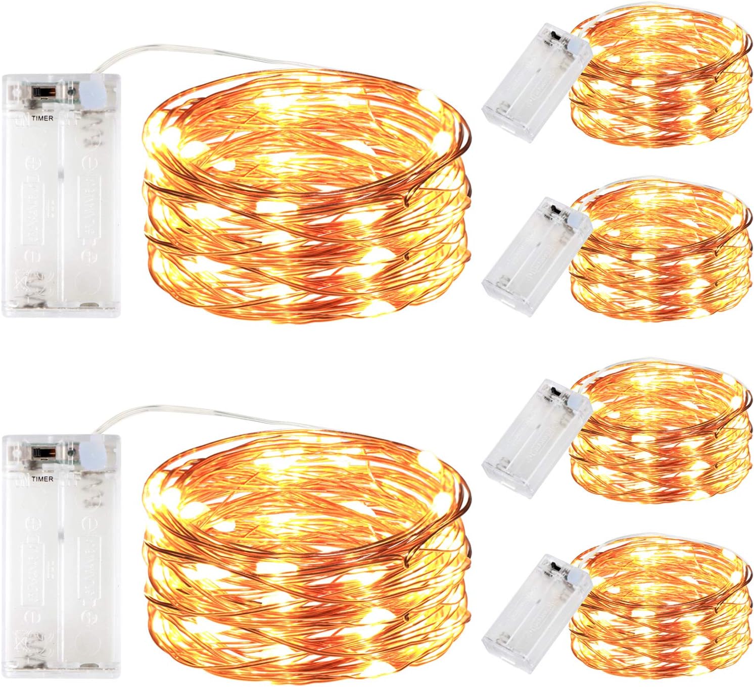 Amazon.com: innotree 6 Pack LED Fairy String Lights Battery Operated ...