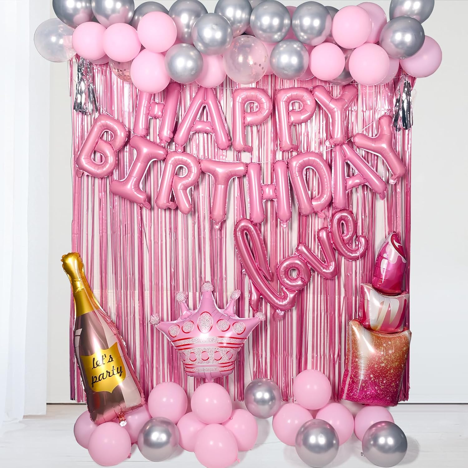 Amazon.com: Pink Birthday Decorations for Women or Girls, Bachelorette ...