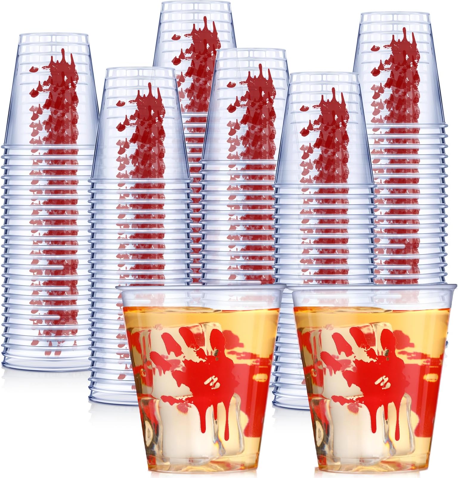Amazon.com: Norme 100 Pcs Halloween Plastic Shot Glasses Blood Print ...
