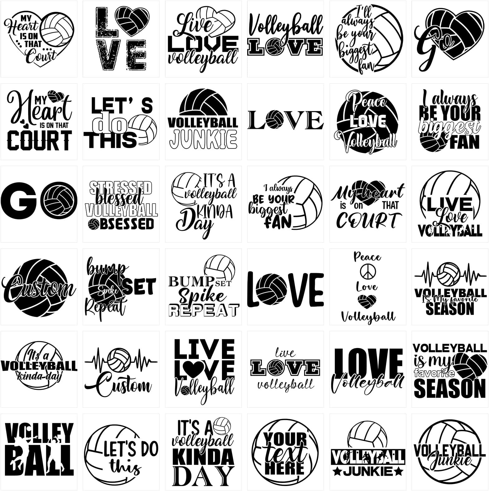 Amazon.com: Seajan 36 Pcs Volleyball Iron on Decals Volleyball Team ...