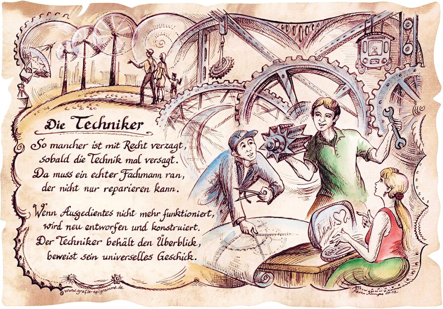 Die Staffelei Geschenk Techniker/Witziges Gedicht mit liebevoller ...