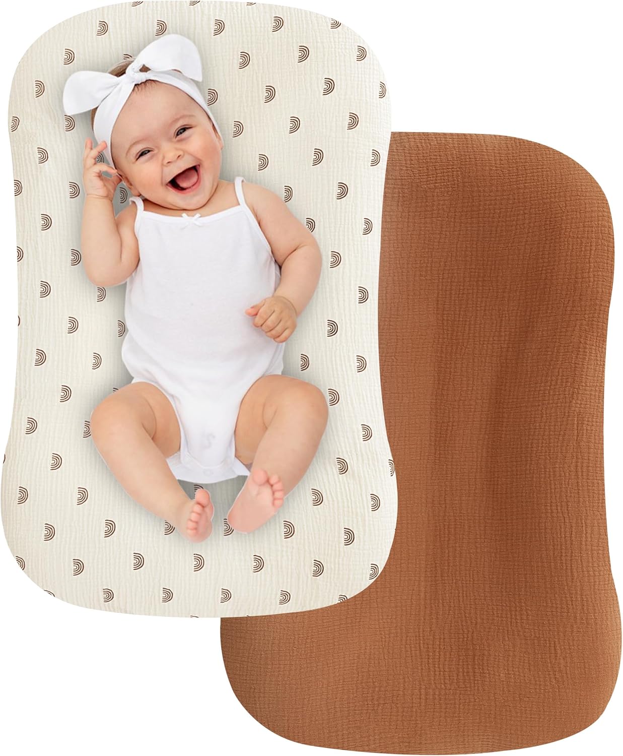 UBBCARE 2 Packs Muslin Baby Lounger Cover, Baby Nest Sleeper Cover for ...