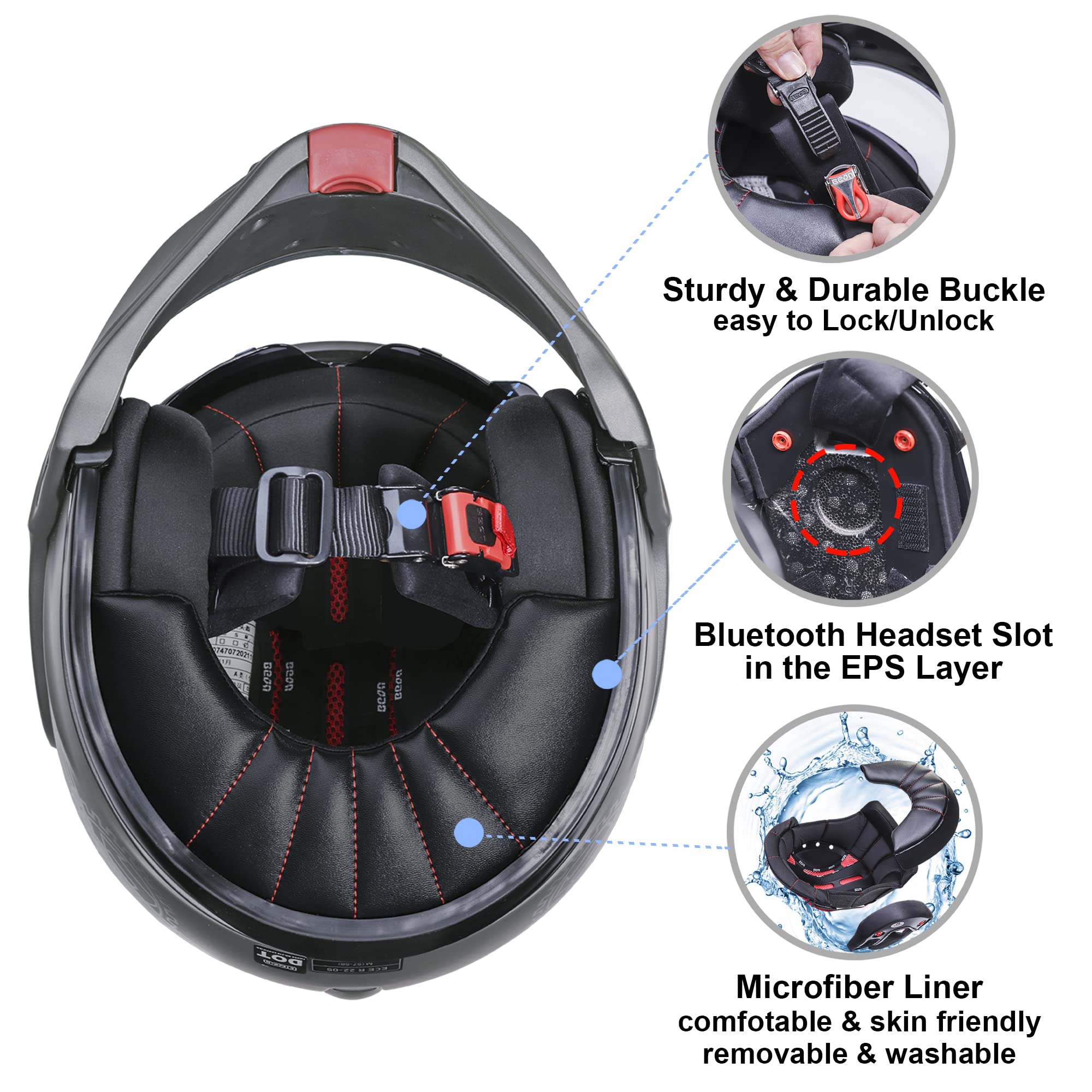 Snapklik.com : BEON Modular Full Face Helmet DOT Approved, 2-in-1 180 ...