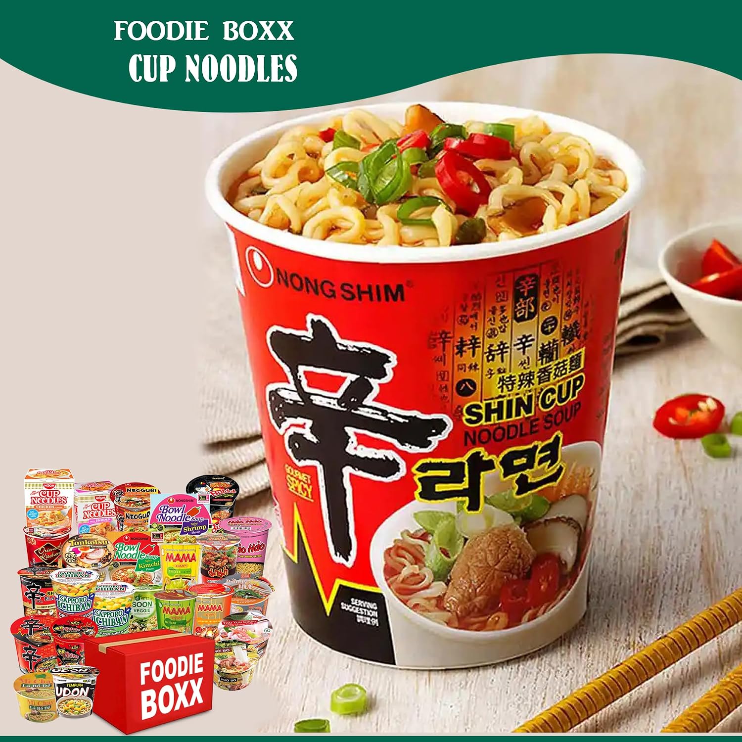 FOODIE BOXX Paquete variado de fideos ramen instantáneos asiáticos con ...