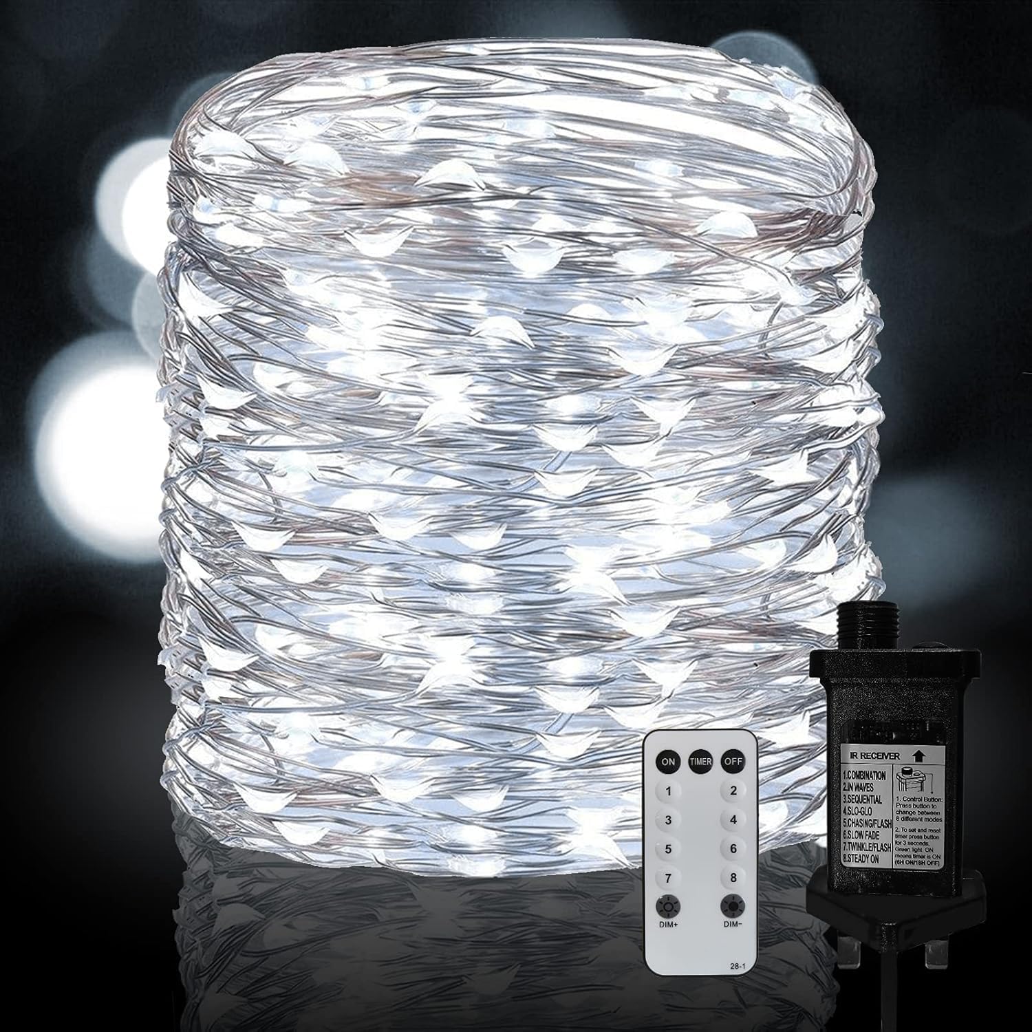 Neonawall Plug in Fairy String Lights, 30M 300 LED Silver Wire Lights ...