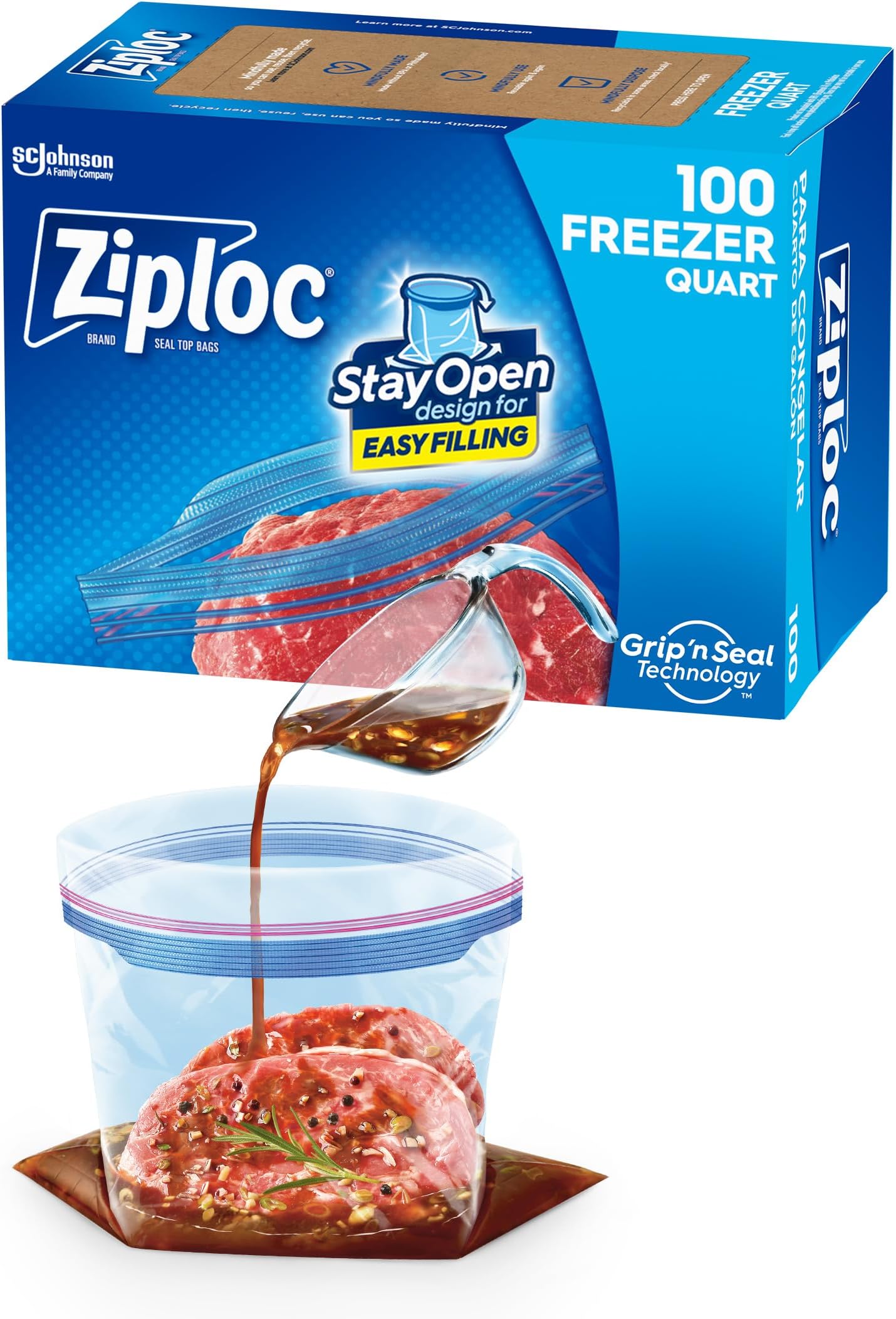 Amazon.com: Ziploc Gallon Food Storage Freezer Bags, Stay Open Design ...