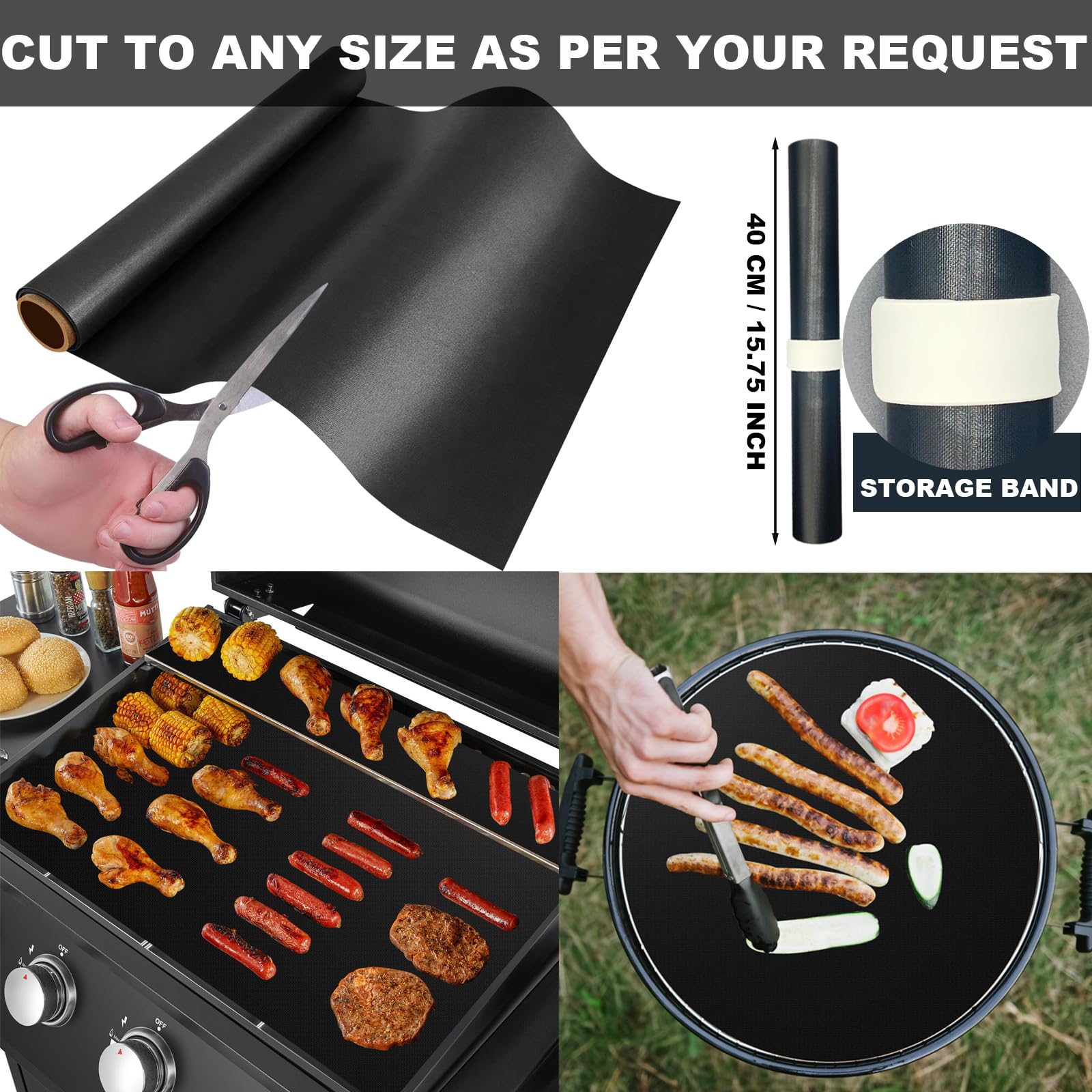 Snapklik.com : Thienlee BBQ Grill Mat Roll, Cut To Size Grill Mats For ...