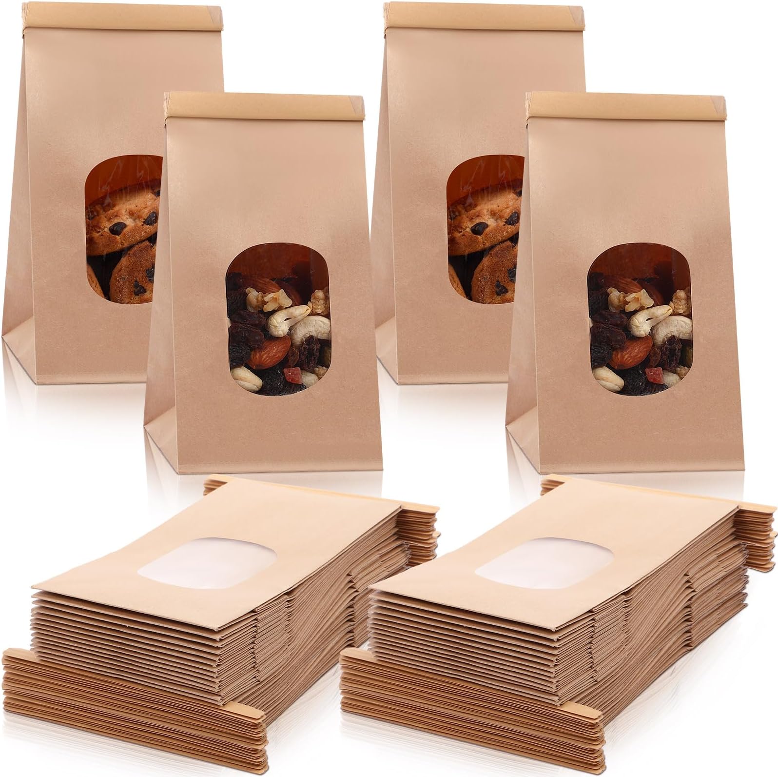 Amazon.com: Fulmoon Bakery Bags with Window Bulk Small Paper Bags 3.54 ...