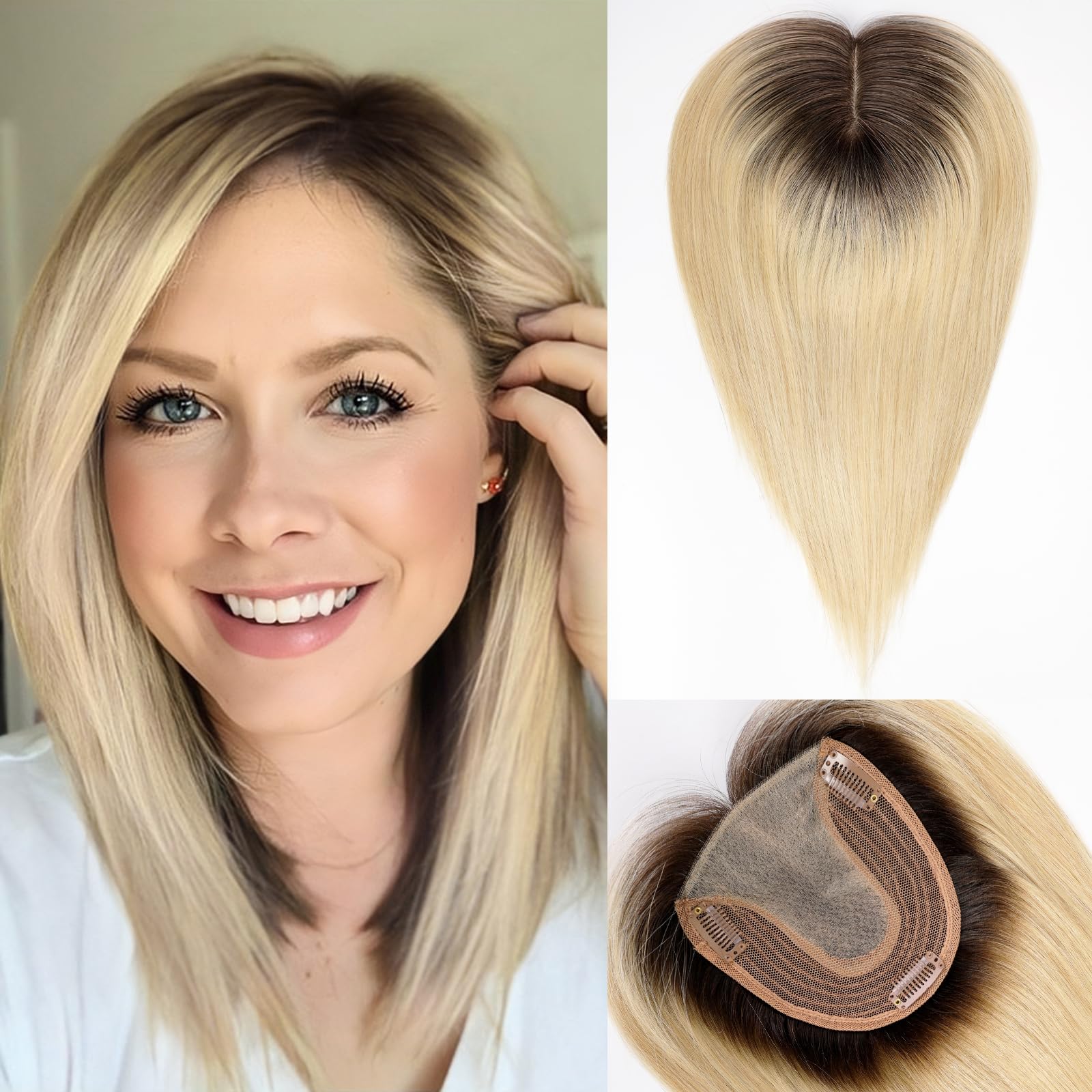 Amazon.com : starluck Hair Toppers for Women 14 inch Real Human Hair ...