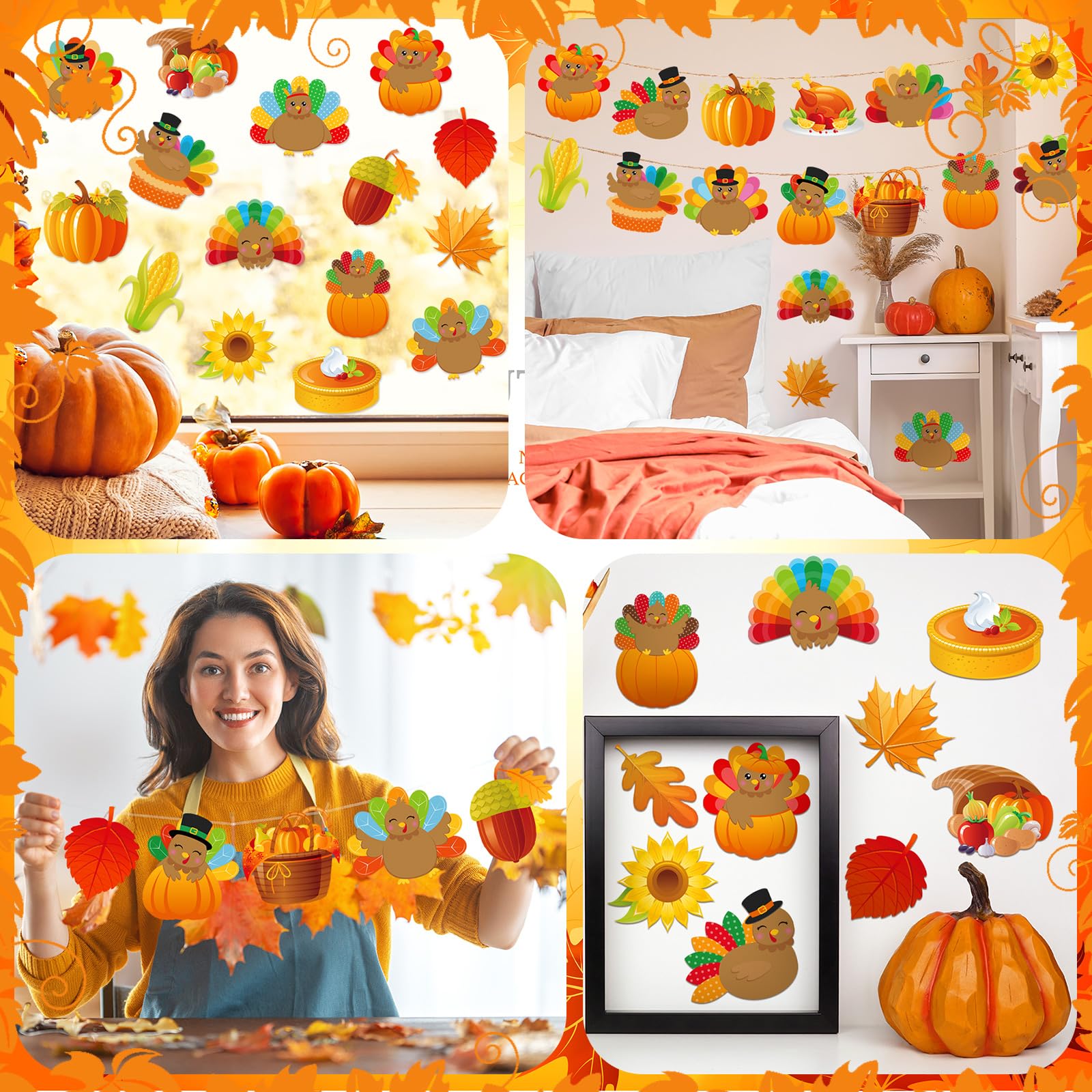 Snapklik.com : 200 Pcs Thanksgiving Cutouts Paper Turkey Cutouts For ...