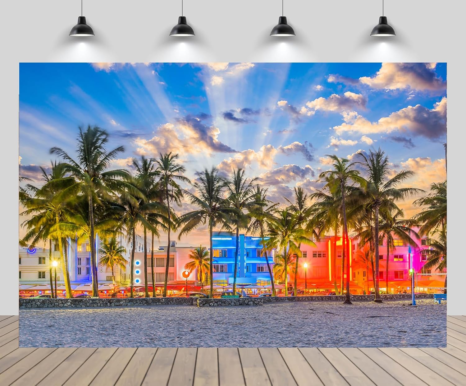 Amazon.com : CHNYWORK 10x8ft Miami Beach Backdrop Florida USA Cityscape ...