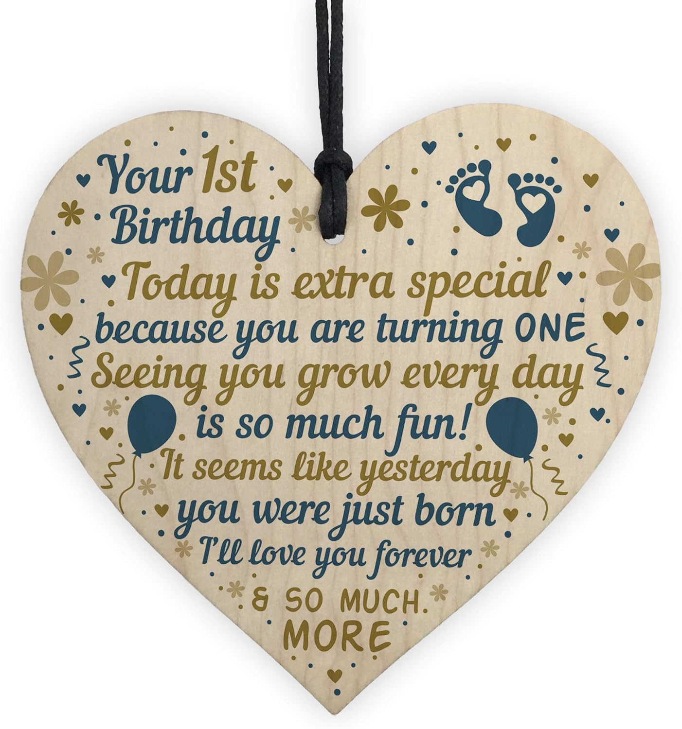 RED OCEAN Baby's First 1st Birthday Gift For Baby Girl Boy Wooden Heart ...