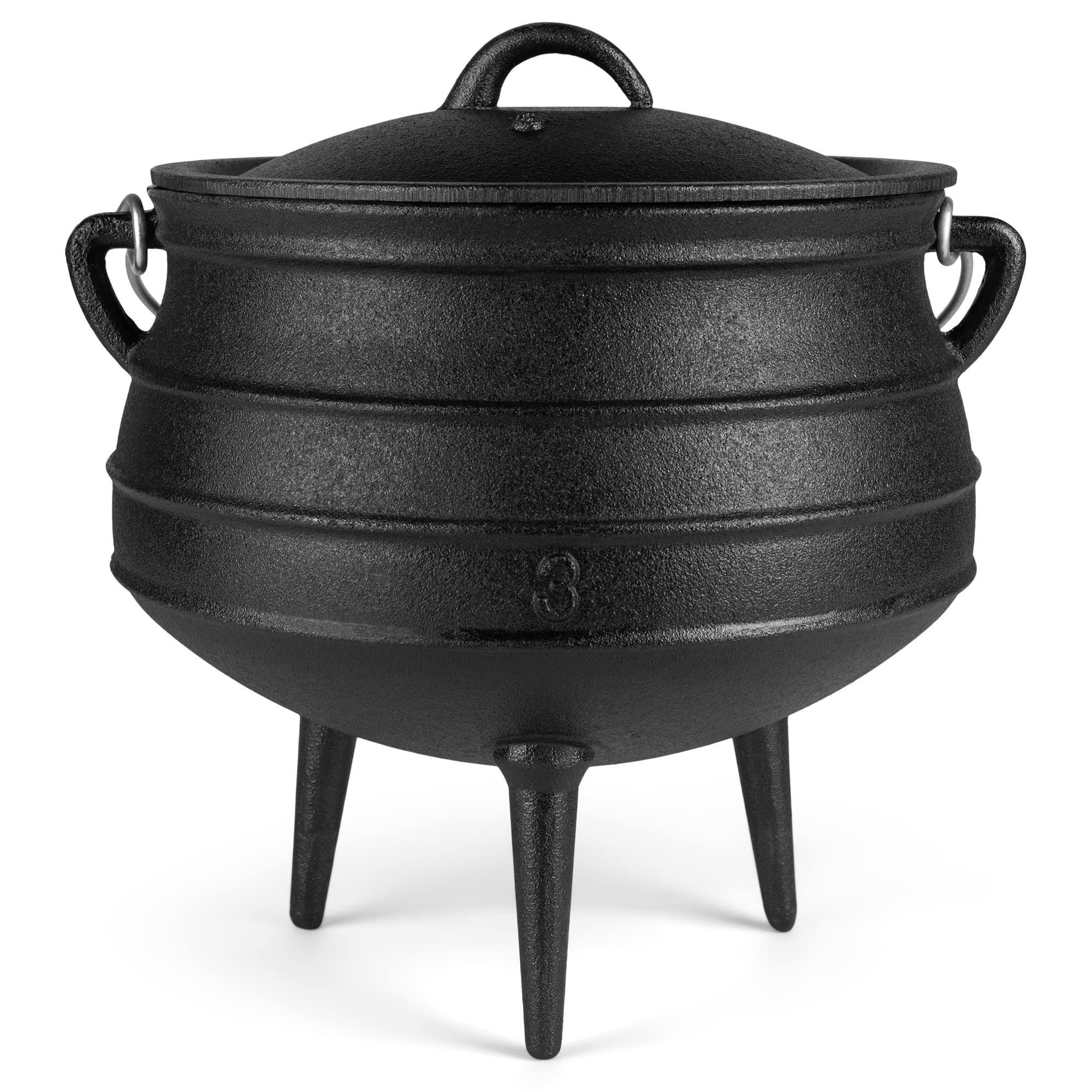 Snapklik.com : Bruntmor Pre-Seasoned Cast Iron Cauldron African Potjie Pot