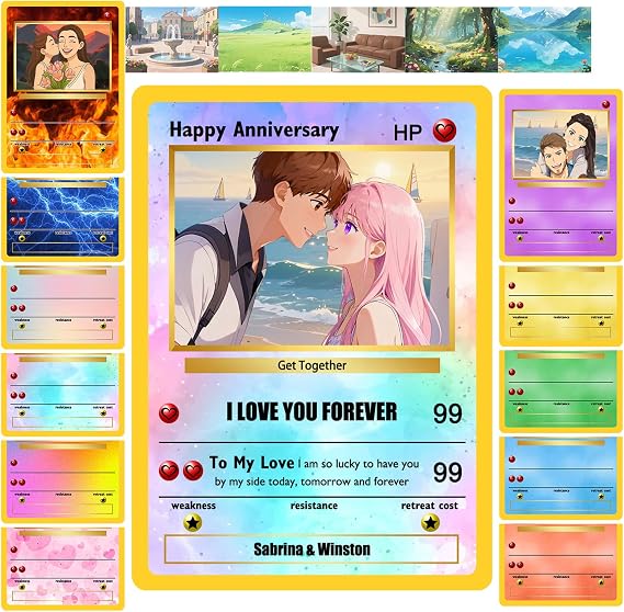 Amazon.com: Greaxid Custom Poke Cards with Anime Photo Personalized ...