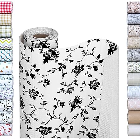 Amazon.com - 1 X Black and White Flower Toile Contact Paper 4.5 ft by ...