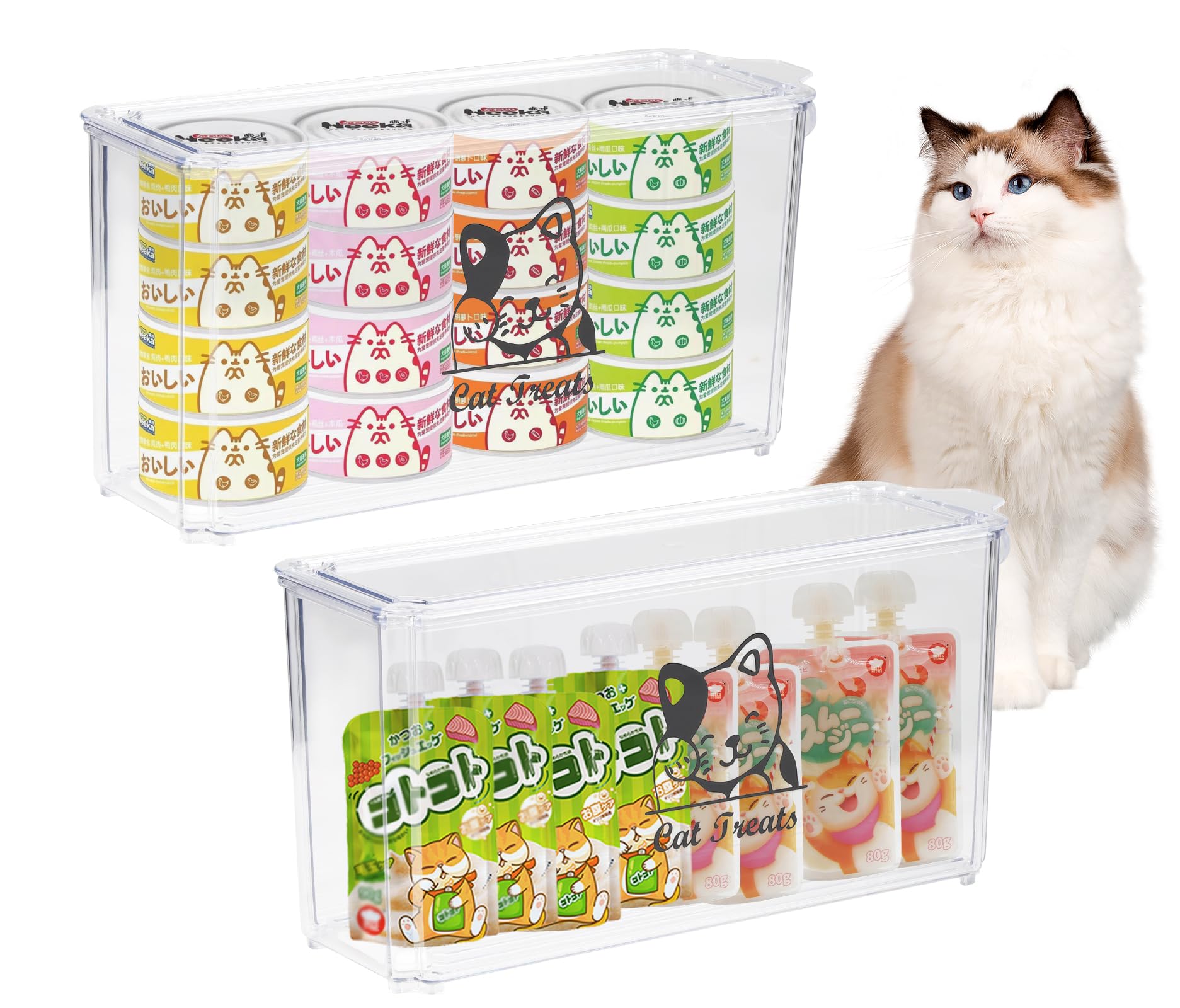 Apitos Pet Food Storage Containers Set Of 2,Cat Food Container ...