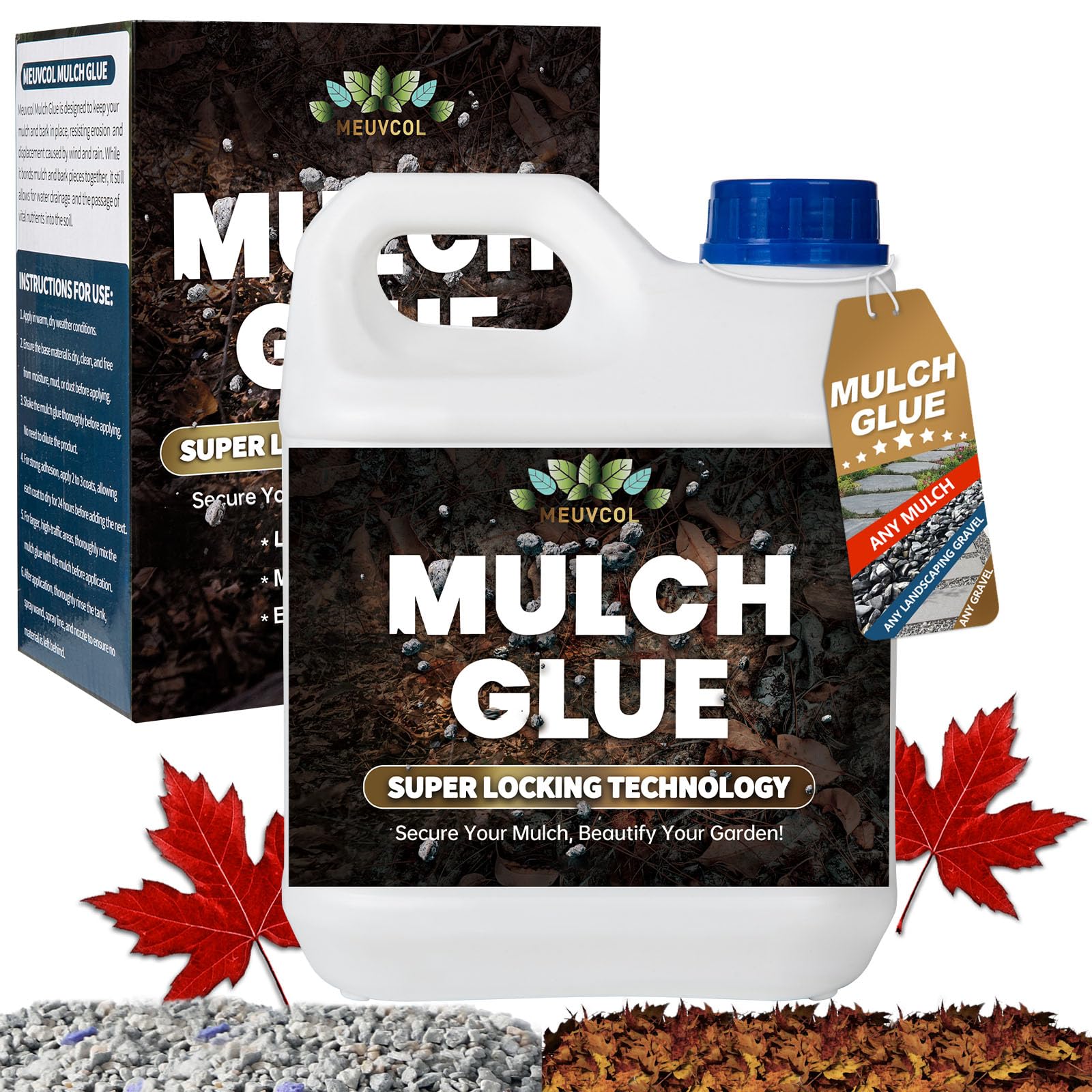 Meuvcol Mulch Glue,64 Oz Mulch Rock Glue for Stone, Pea Gravel, and ...