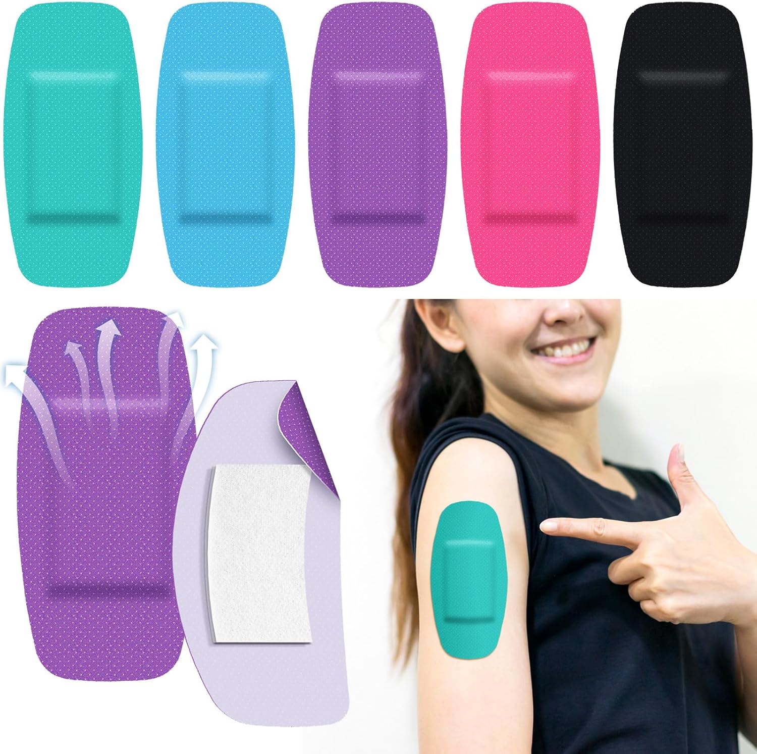 Amazon.com: Sinmoe 100 Pcs Large Big Flexible Adhesive Bandages Wound ...