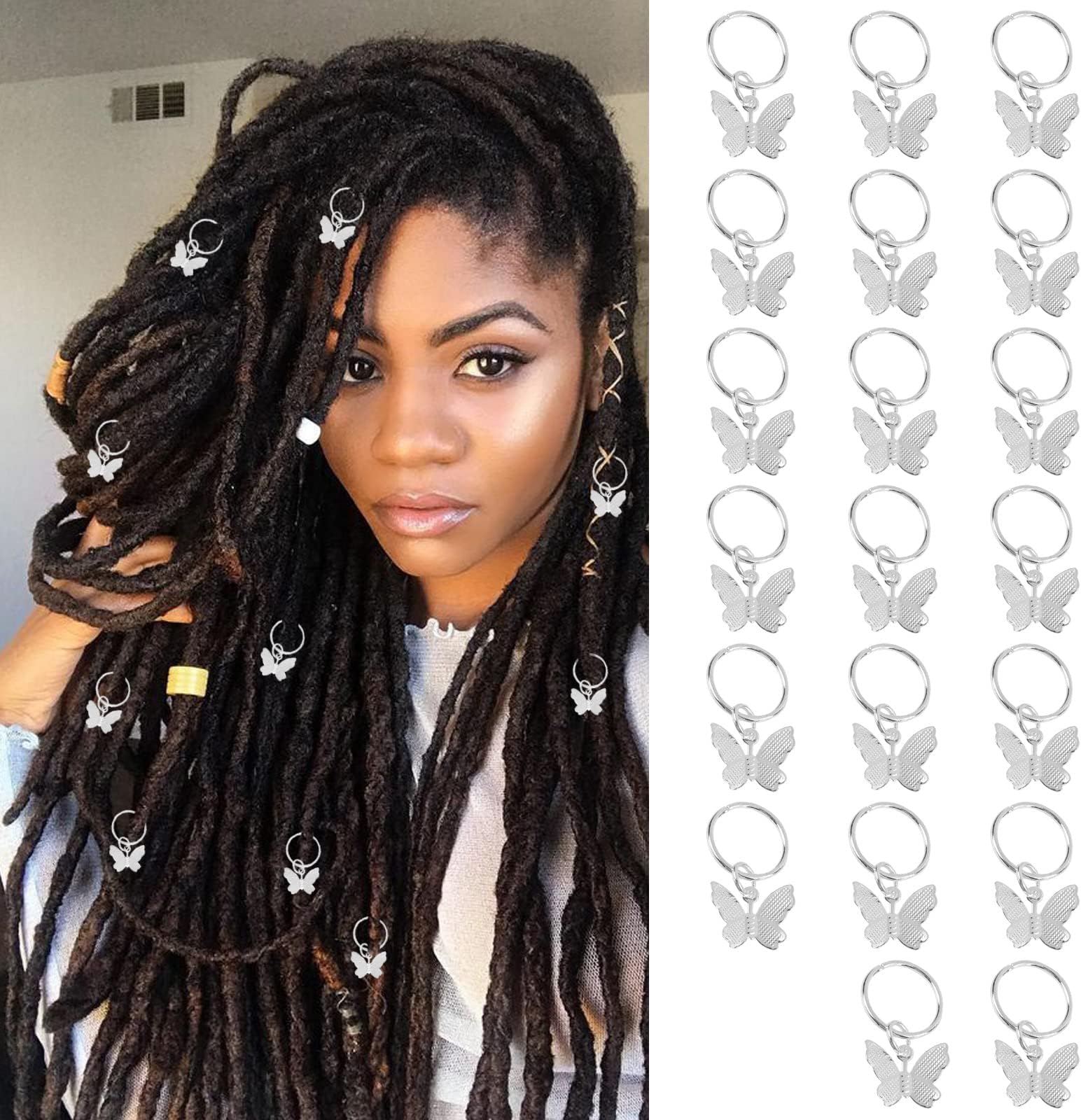 Amazon.com : 20Pcs Gold silver Butterfly Braid Clips Hair,Hair Jewelry ...