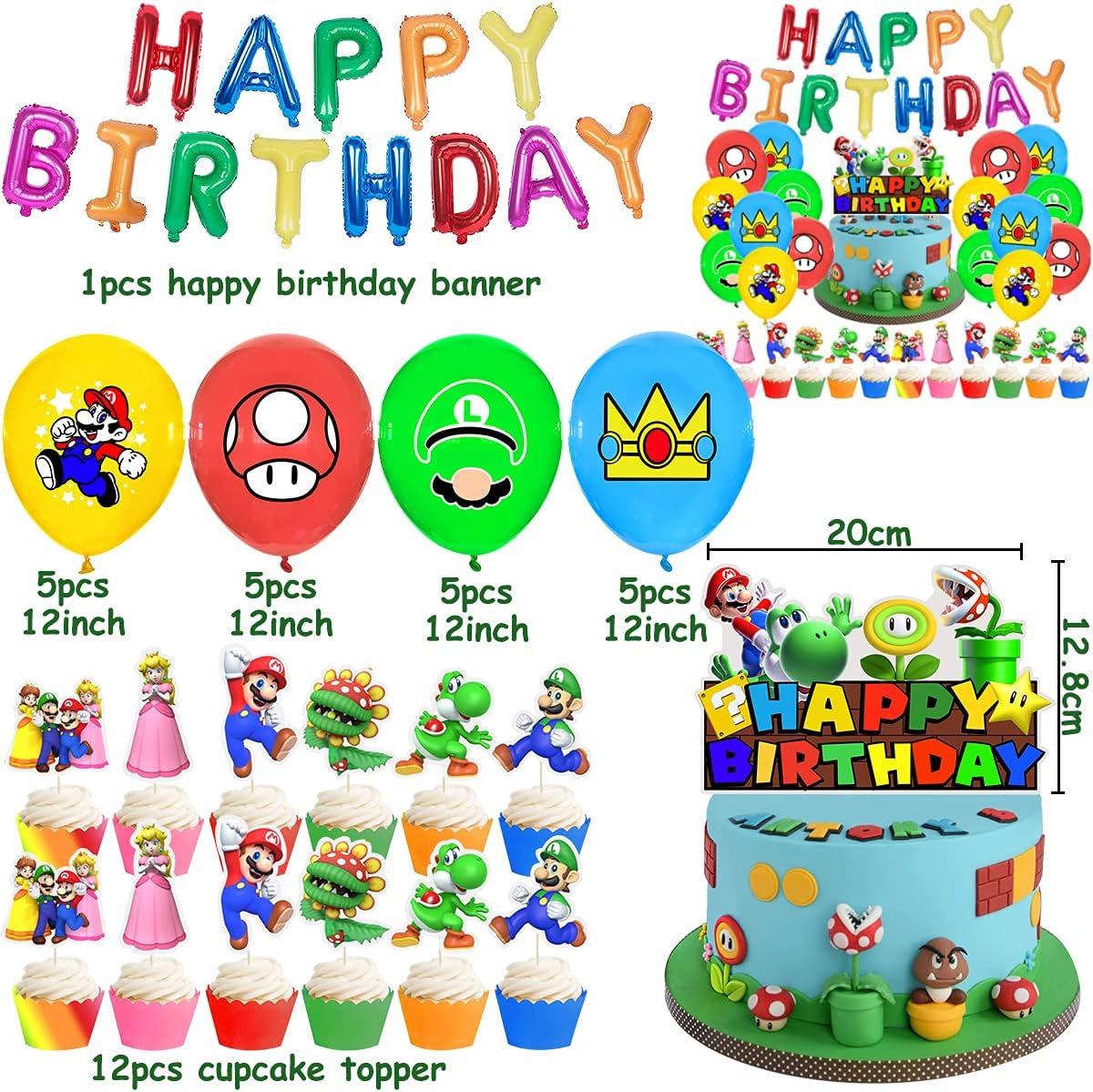 Miotlsy Super Mario Birthday Party Supplies Mario Game Party ...