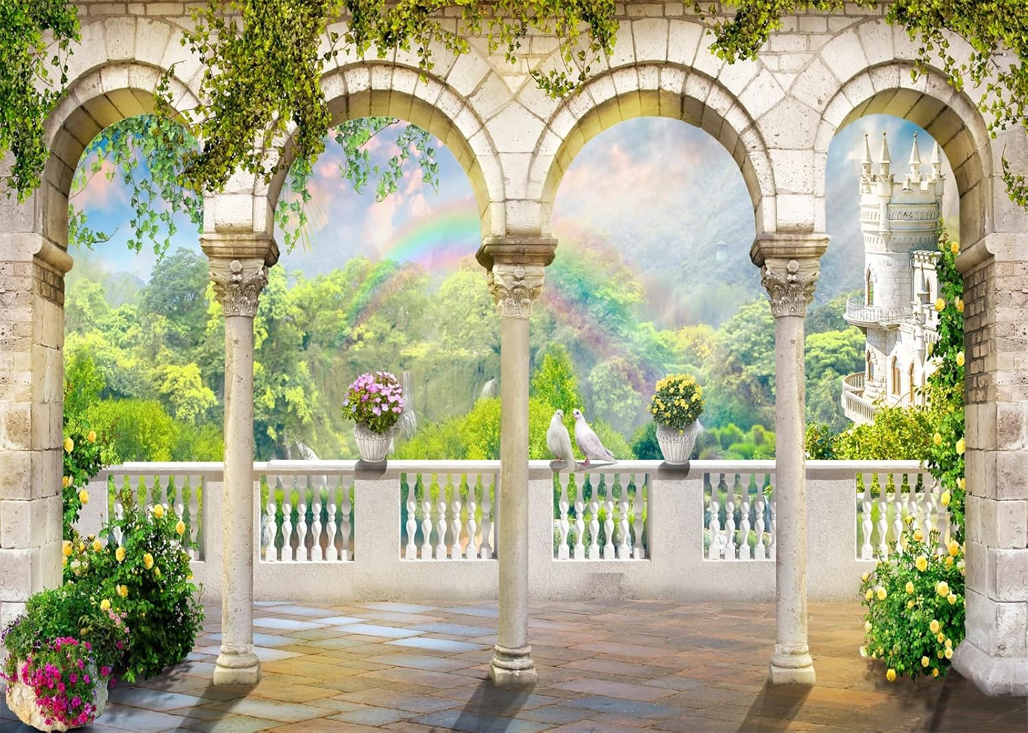 Amazon.com : BELECO 12x10ft Fabric Fantasy Palace Garden Balcony ...