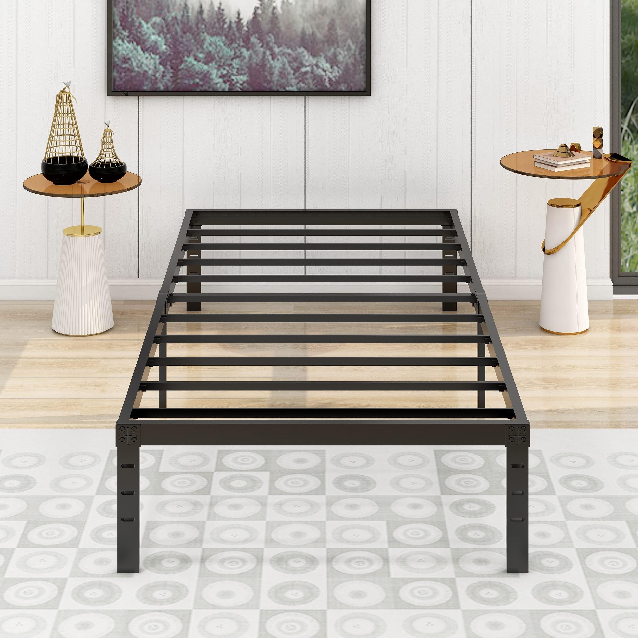 Amazon.com: Twin Bed Frame Metal Platform Bed Frame Twin Size 14 Inch ...