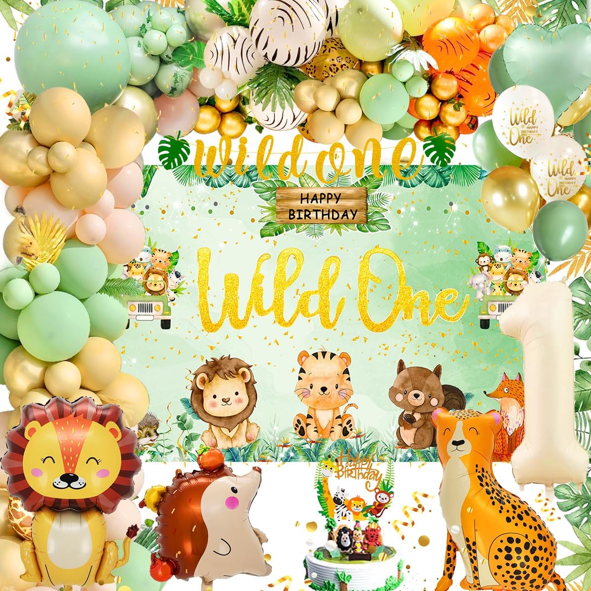 Wild One Balloons Decoration, 1st Birthday Wild One Backdrop, Safari ...