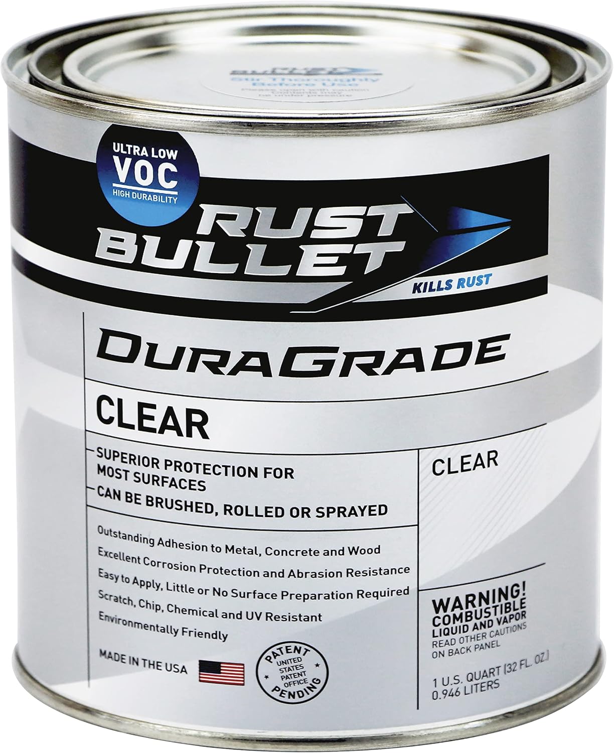 Rust Bullet DuraGrade Clear - Clear Gloss - 1 Quart - Ultra Low VOC ...