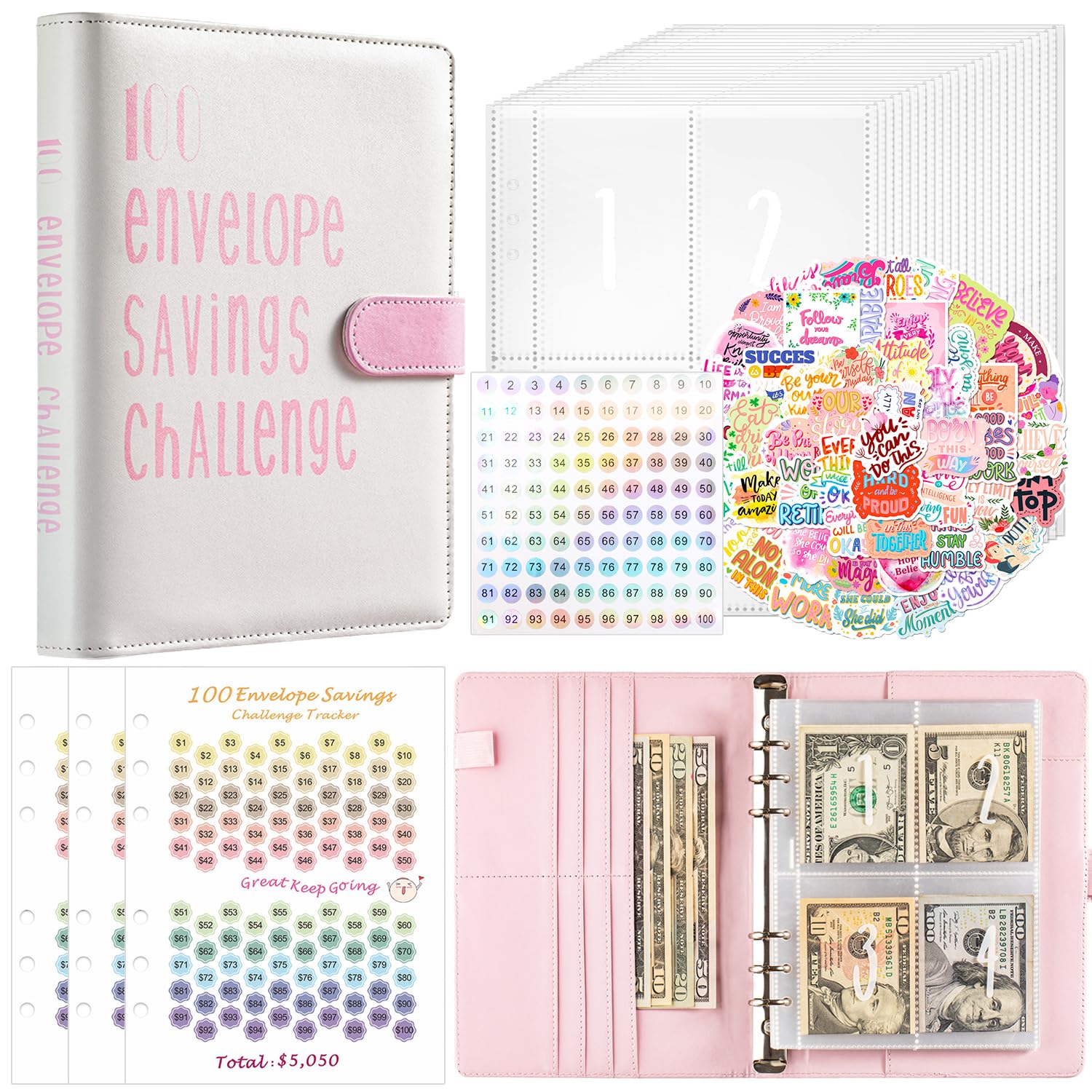 YSOAE 100 Envelopes Money Saving Challenge, 100 Envelope Challenge ...