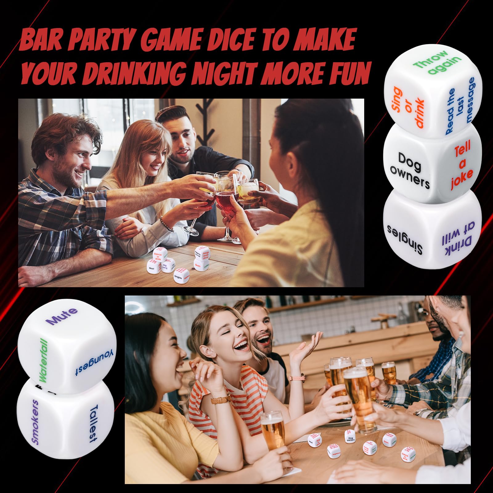 Snapklik.com : Hanaive 6 Pcs Drinking Dice Bar Rolling Decider ...