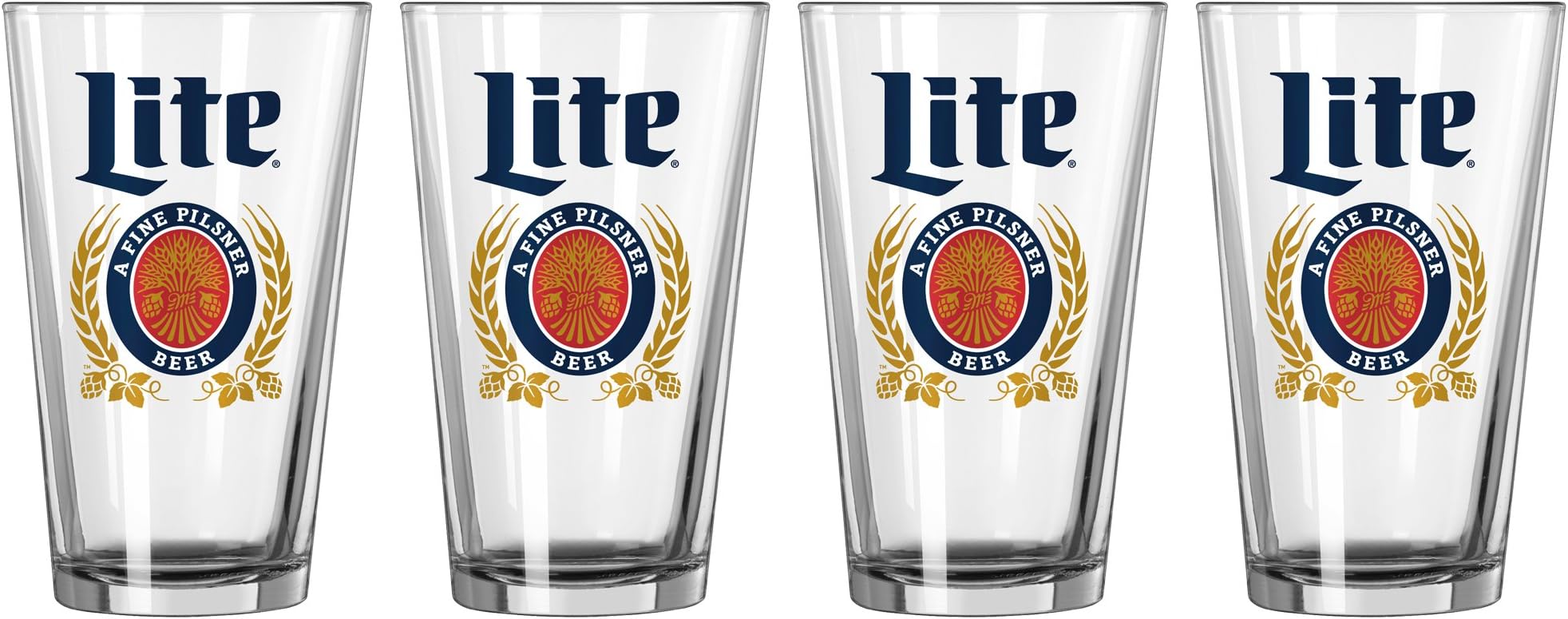 Amazon.com | Miller Lite Signature Pint Glass - Set of 2: Beer Glasses
